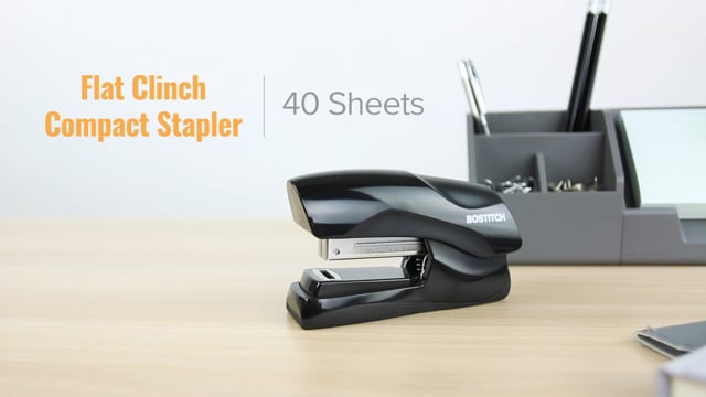 Half Strip Flat Clinch Stapler, 40 Sheets, Black | Bostitch Office