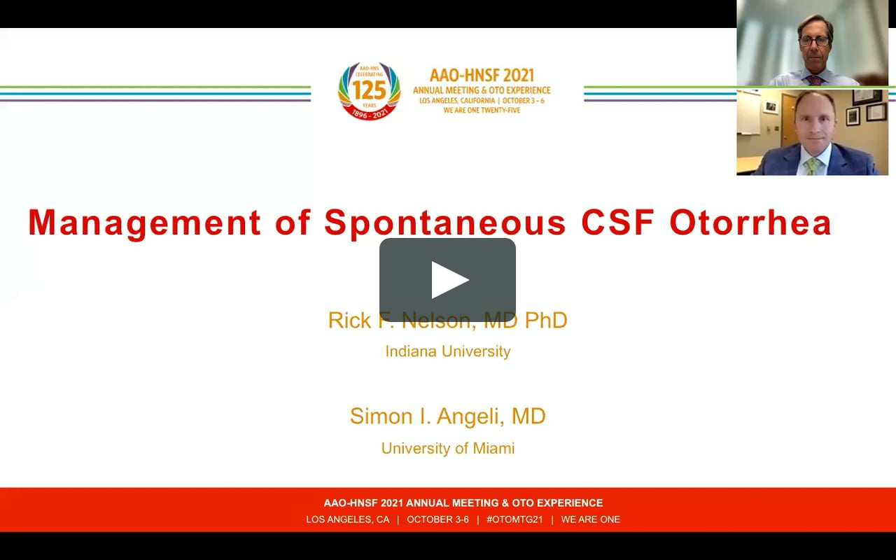 Management of Spontaneous CSF Otorrhea on Vimeo