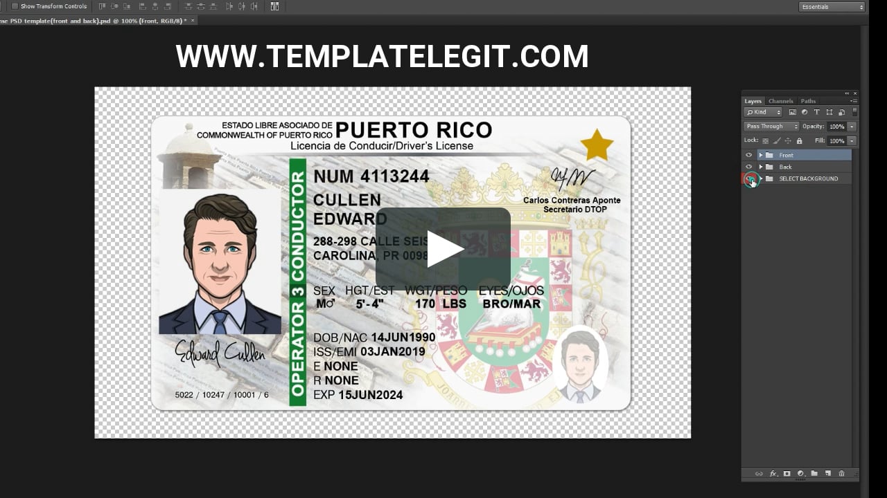 Puerto Rico Drivers License PSD Template on Vimeo