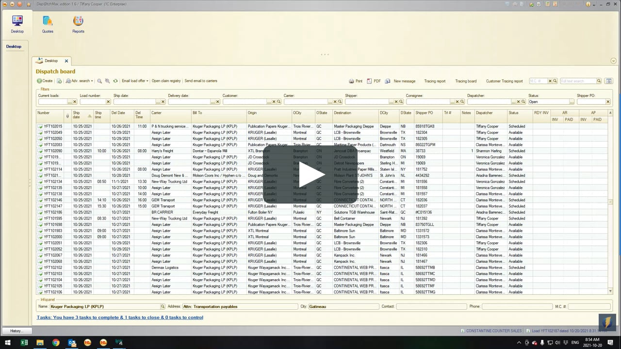 FUTURETRANS CHAPTER 12 Entering a load part 2- Copying a load.mp4 on Vimeo
