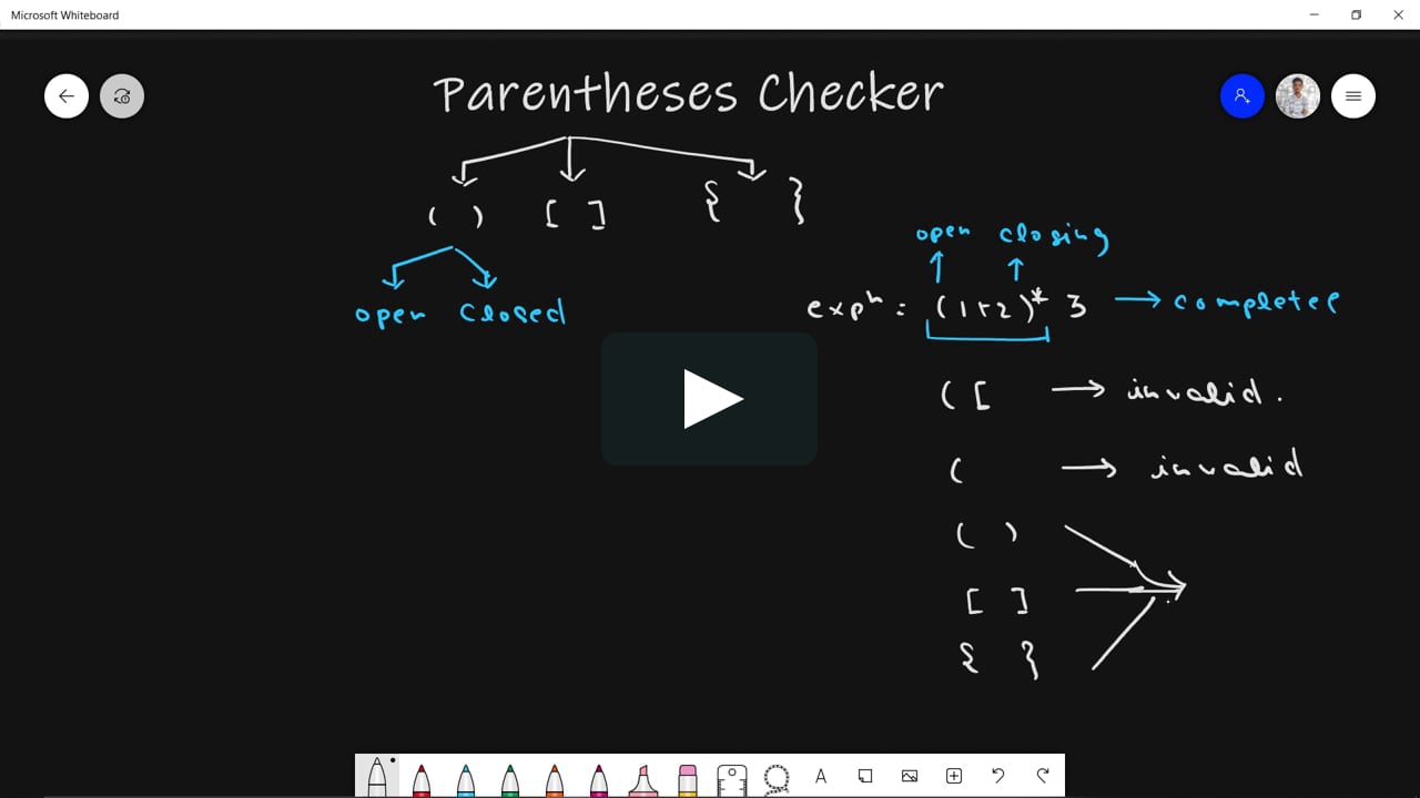 Lecture 6,Parenthesis checker on Vimeo