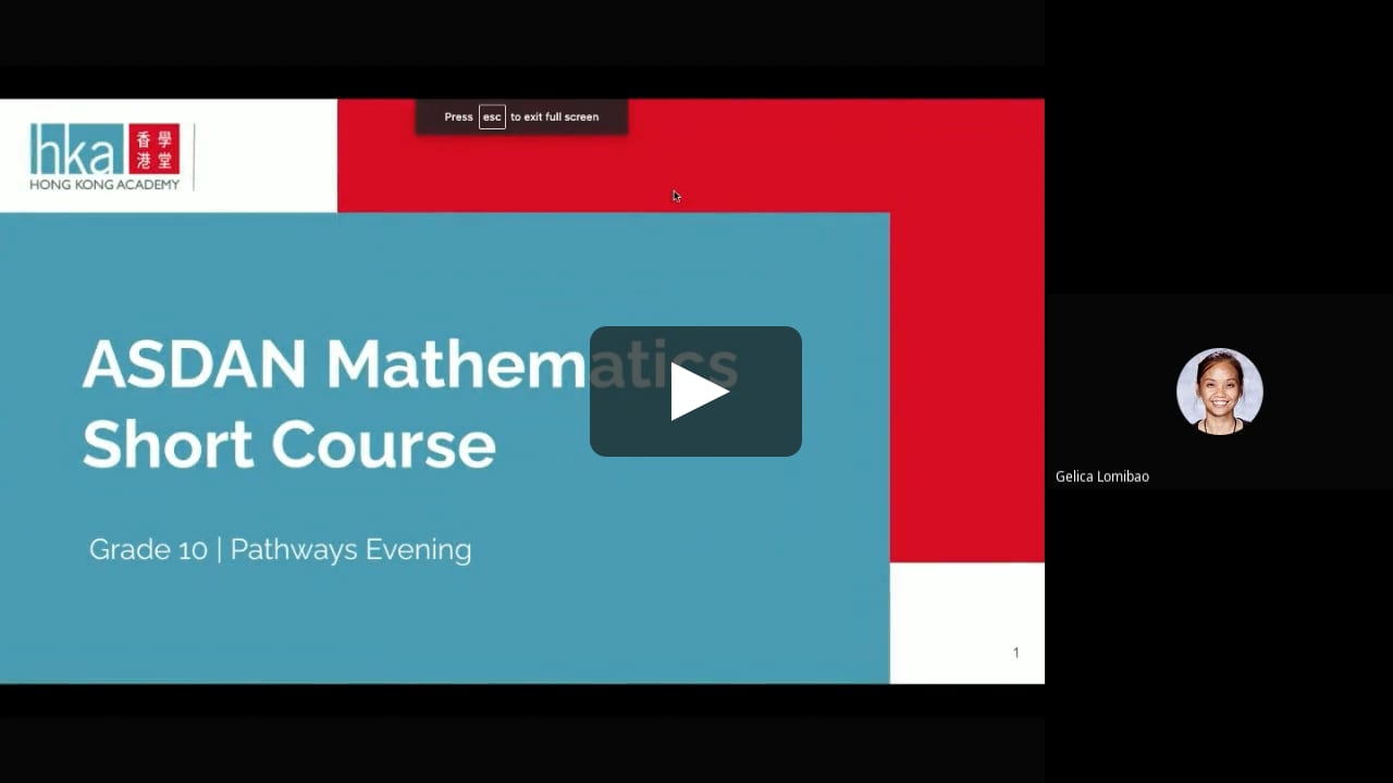 ASDAN Math Short Course on Vimeo