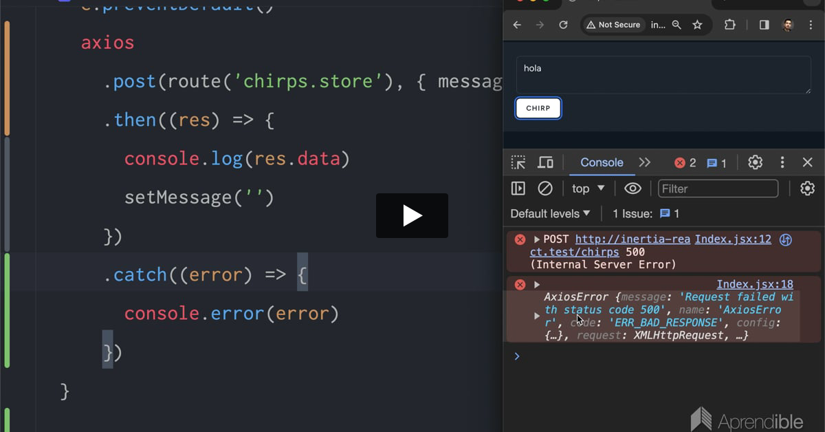 Lección 16 Manejo De Errores Con Axios Reactjs Laravel Inertia