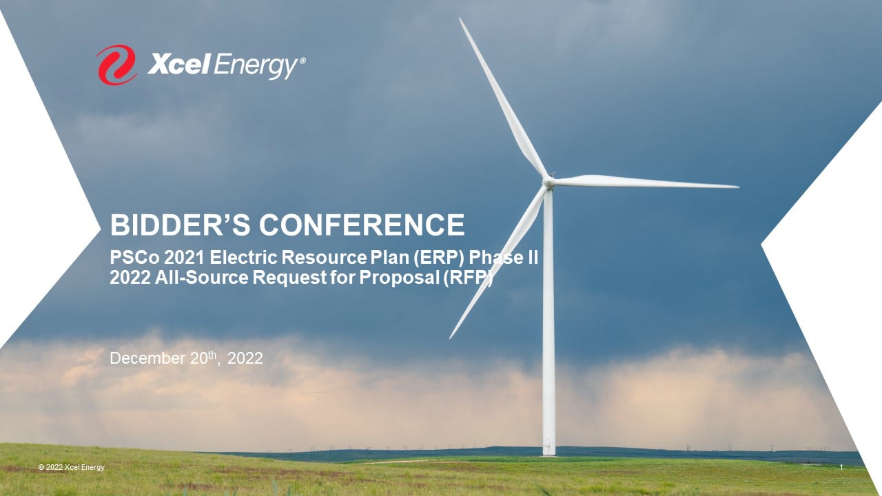 Bidder's Conference for the PSCo 2022 All-Source RFP