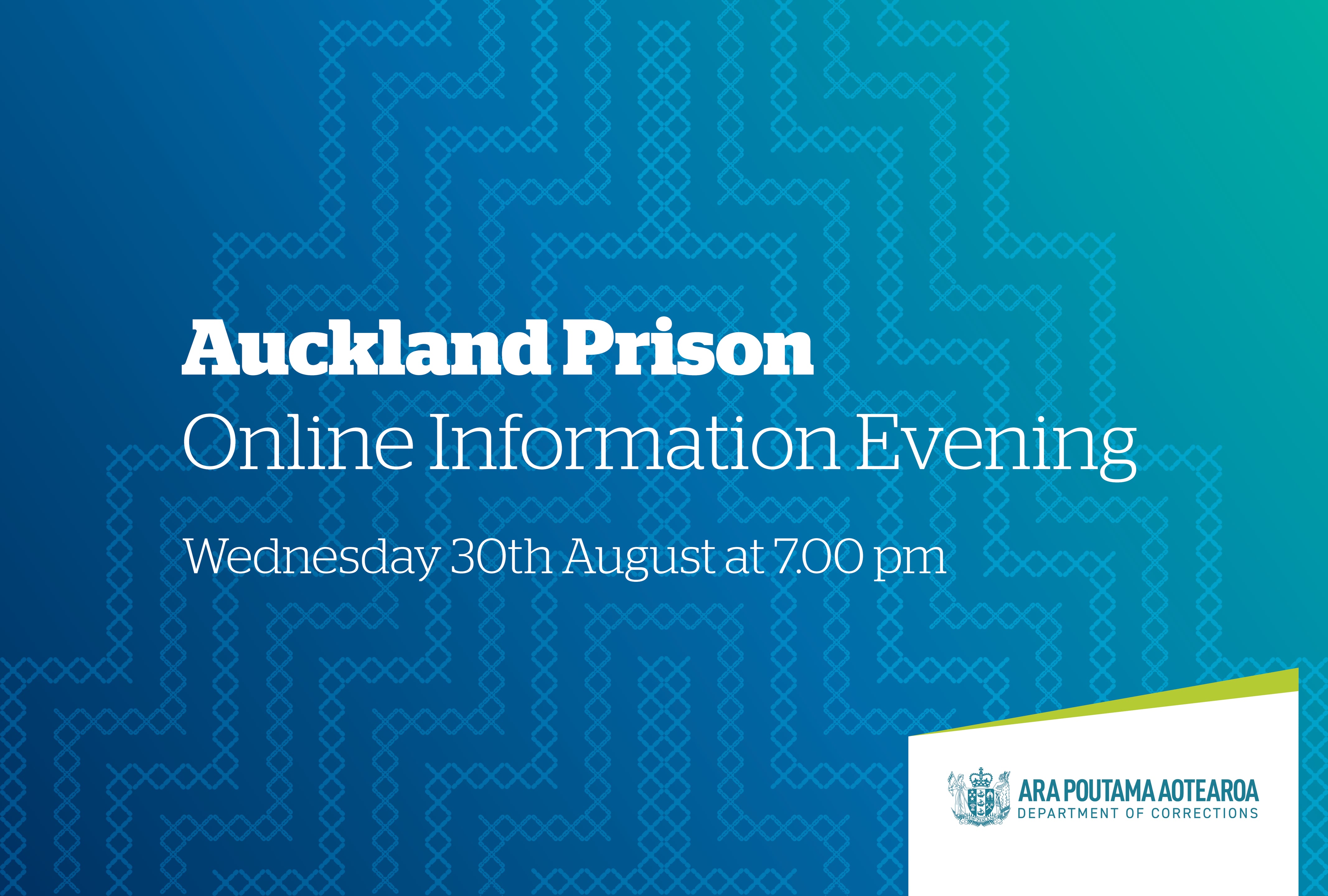 Auckland Prison Online Information Evening - 30 Aug 2023