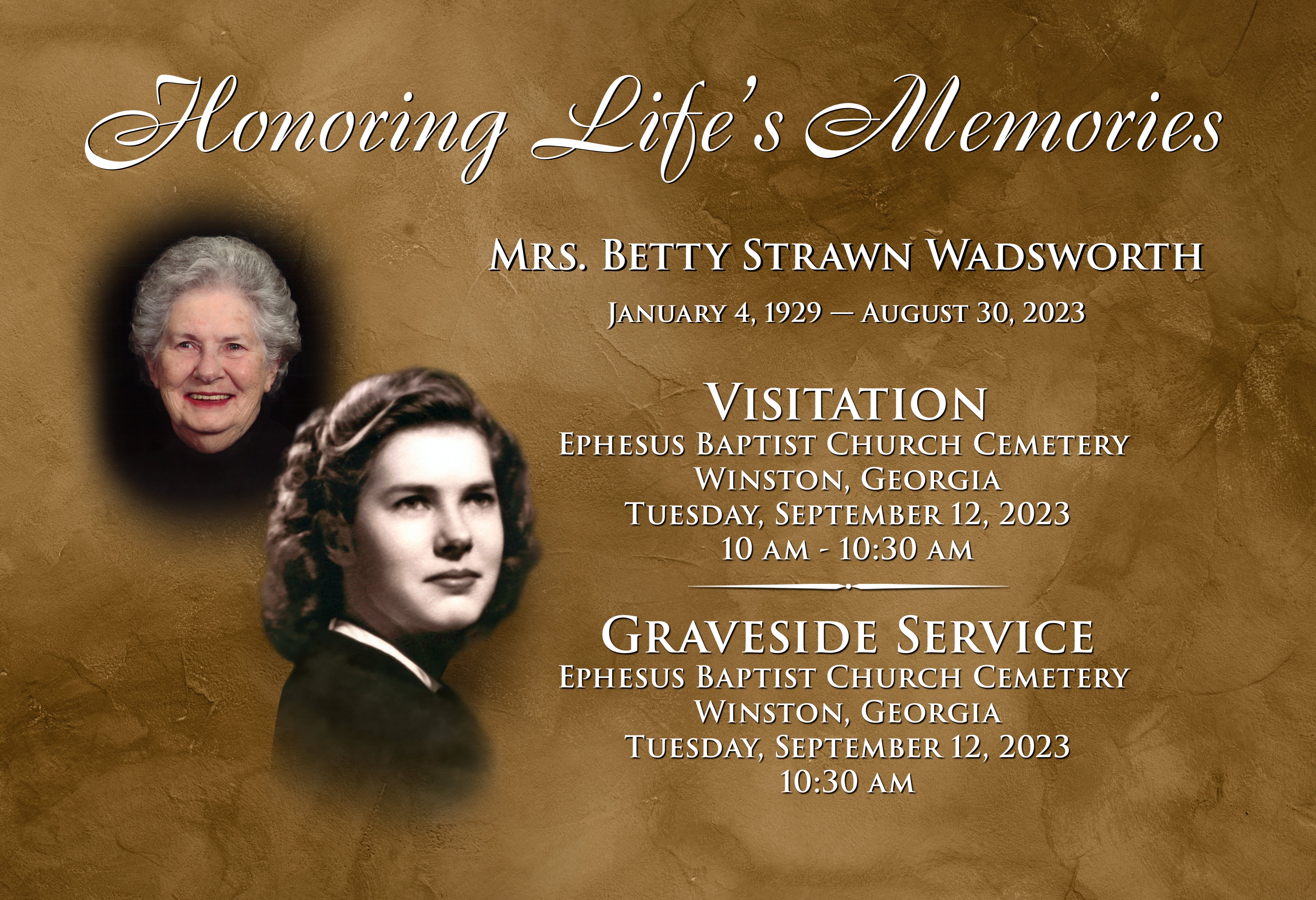 Graveside Service Mrs. Betty Wadsworth