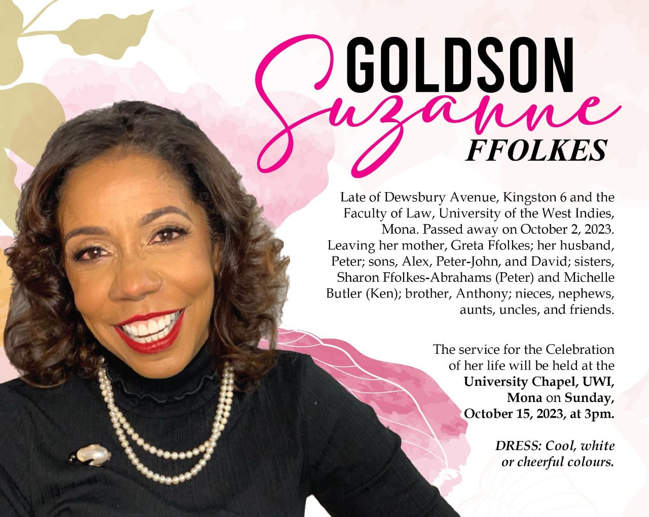 Celebration Service of Suzanne FFolkes Goldson