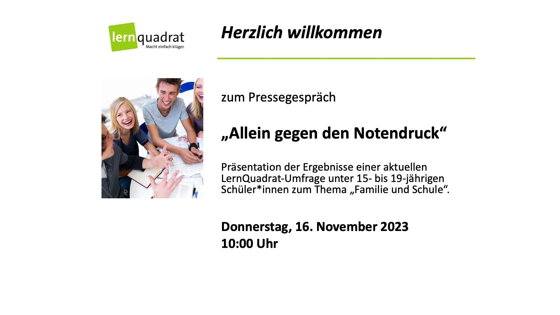 „Allein gegen den Notendruck“ - LernQuadrat