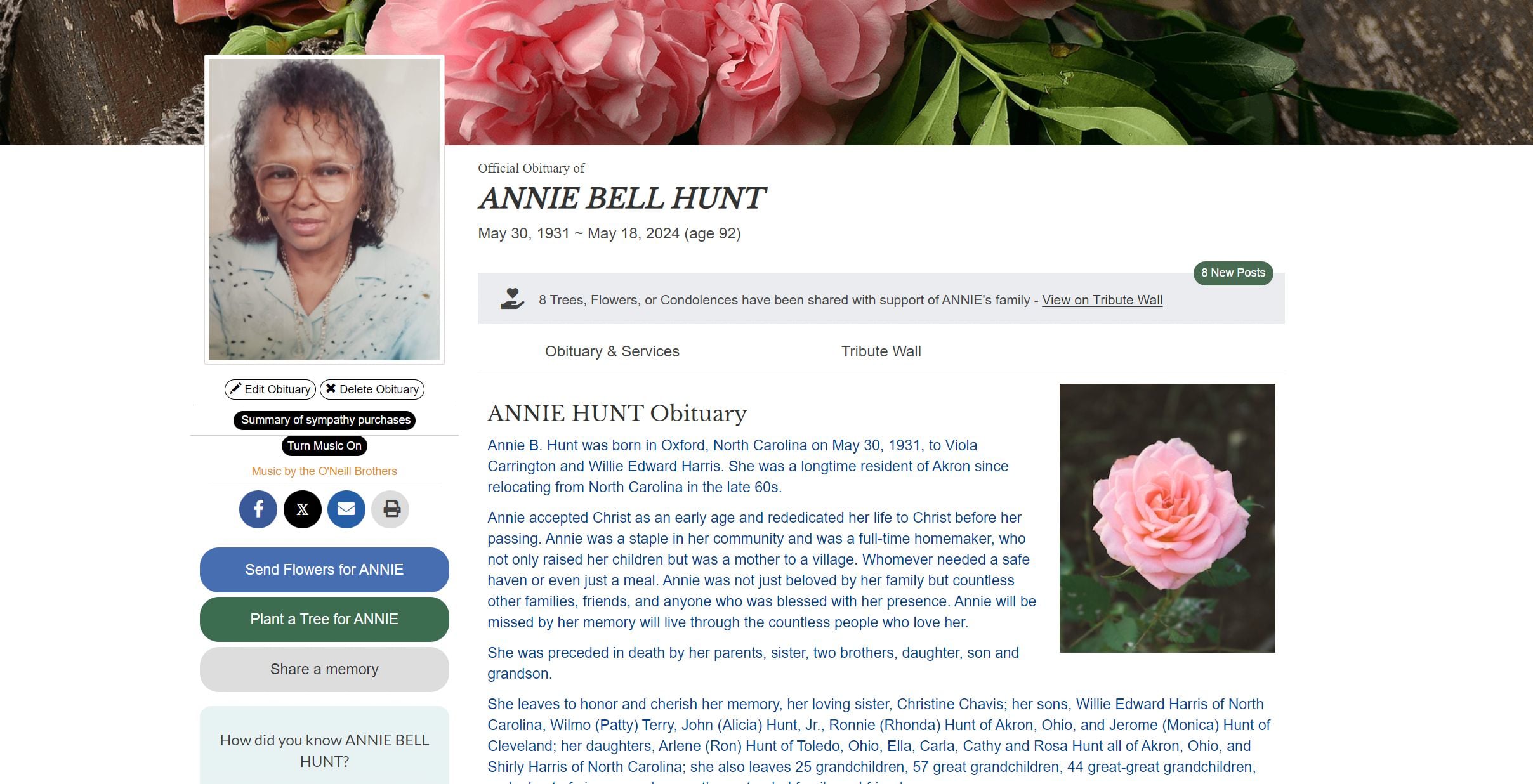 Celebration of Life for Annie Bell Hunt