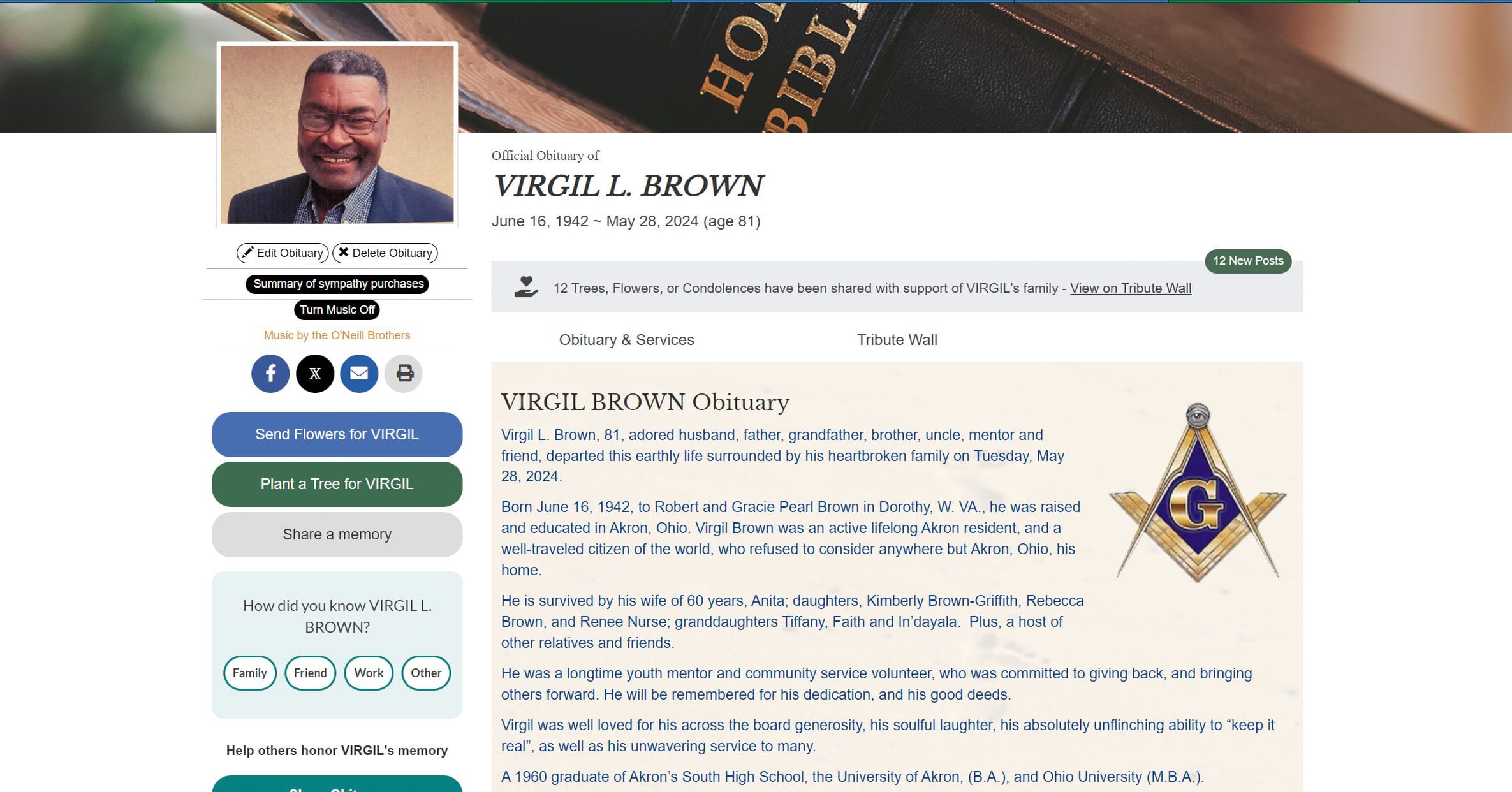 Celebration of Life for Virgil L. Brown