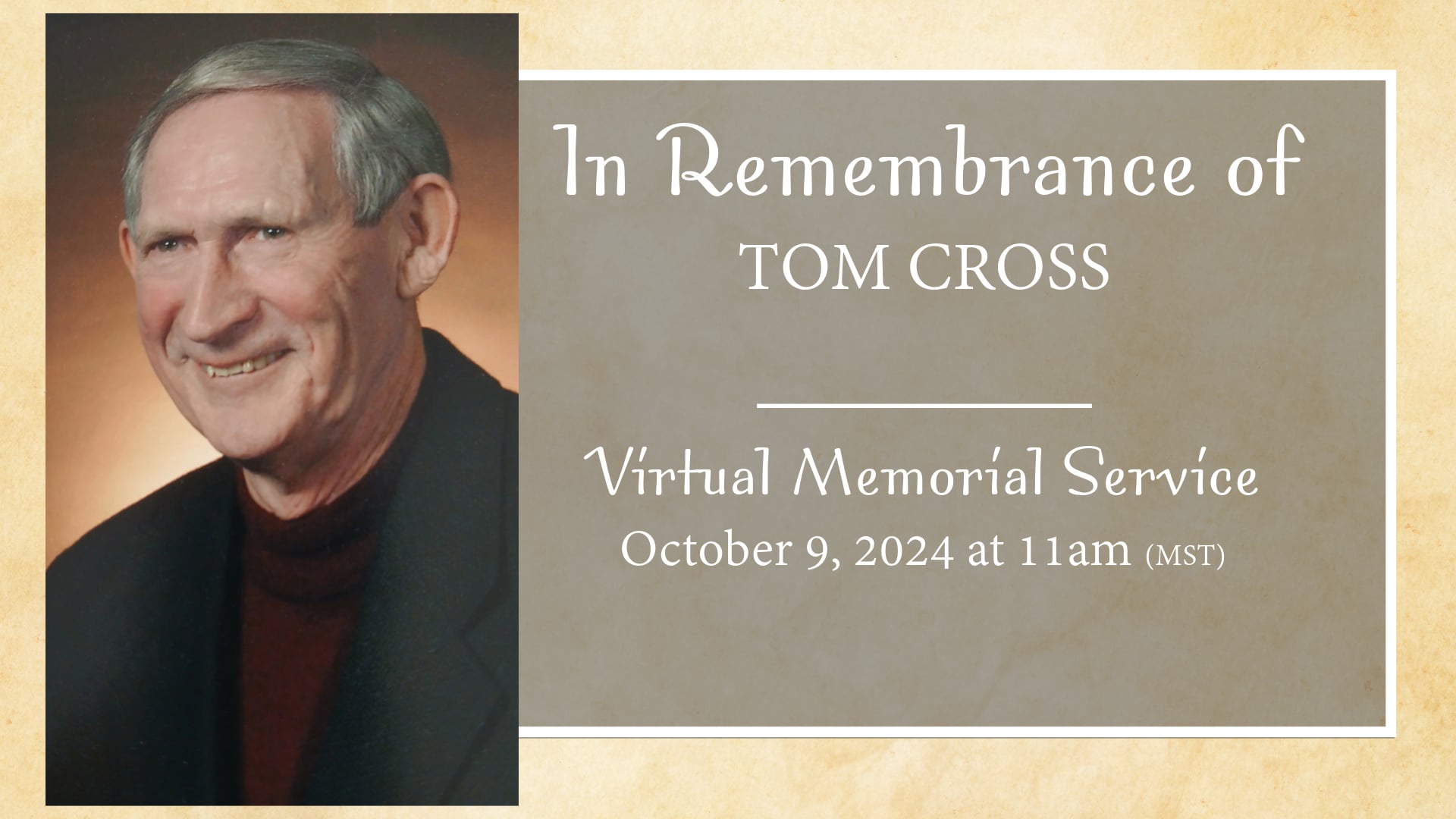 A Memorial Service for Tom Cross