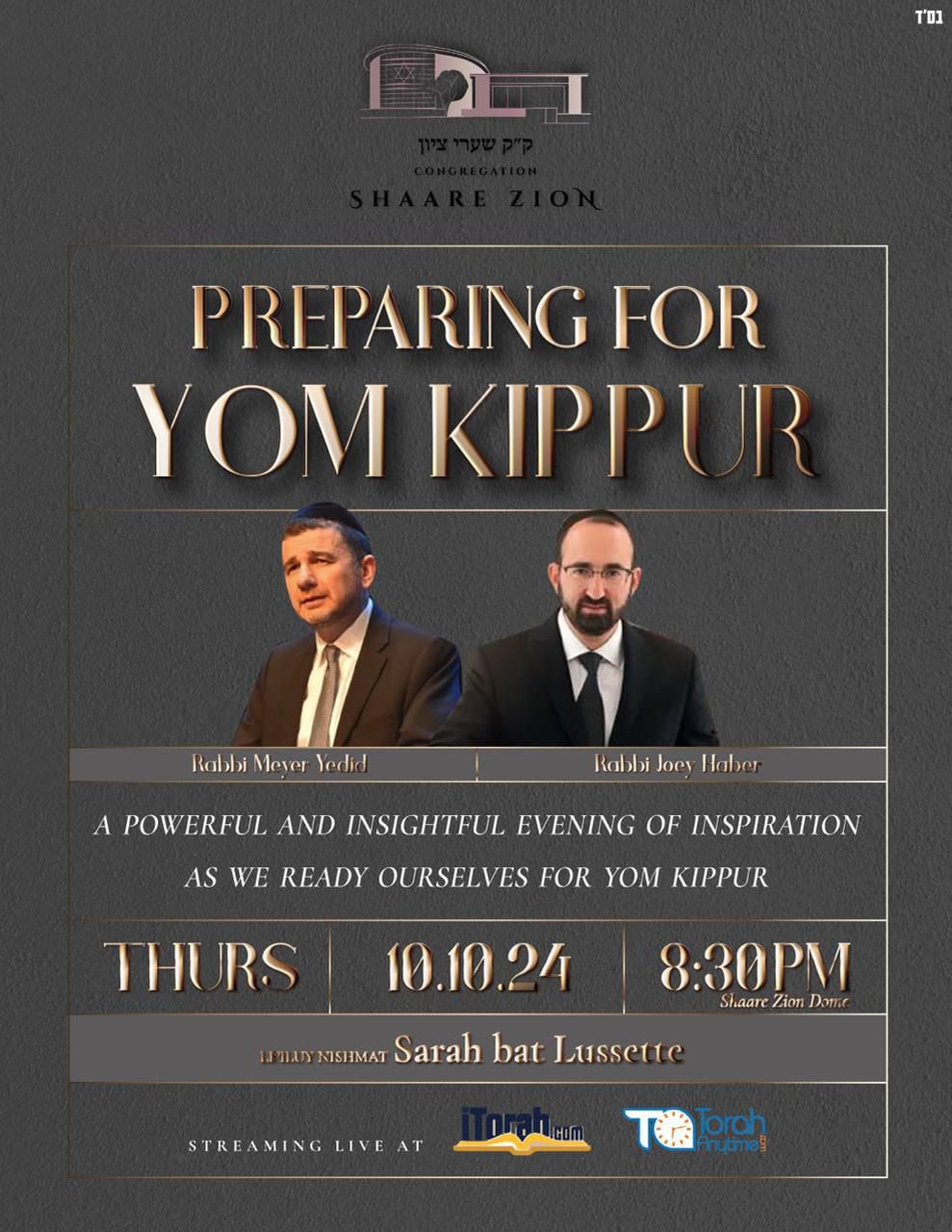 Shaare Zion - Preparing for Yom Kippur Event