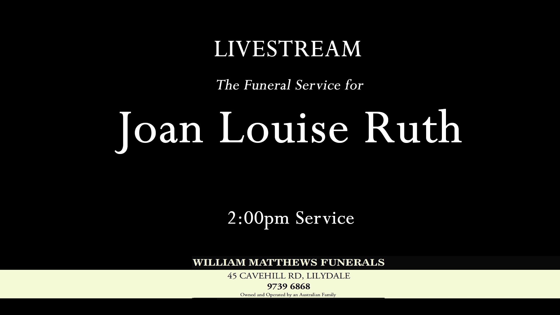 The Funeral Service for Joan Ruth