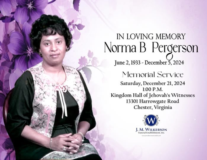 Memorial Service for Norma B. Pergerson