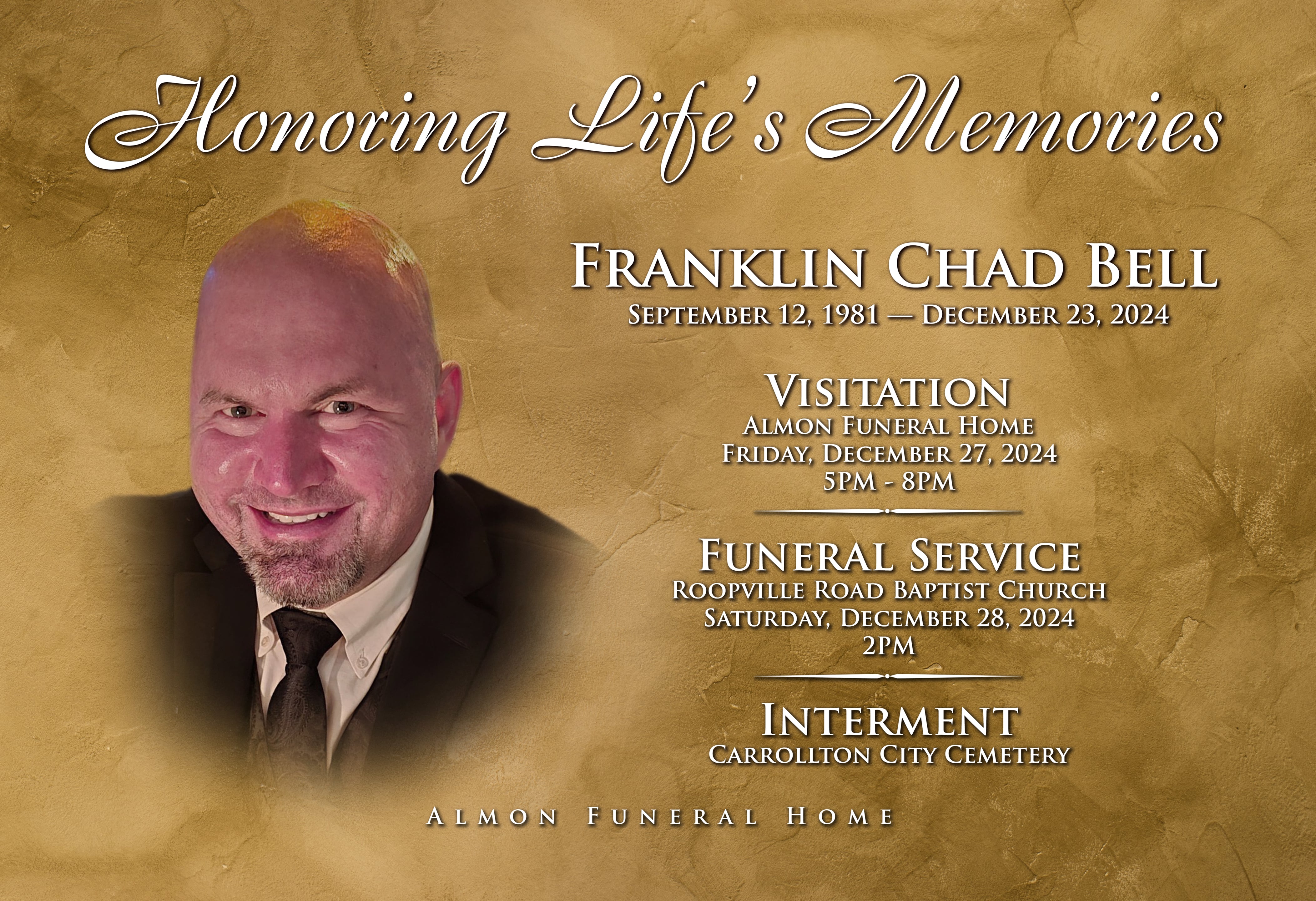 Funeral Service - Franklin Chad Bell