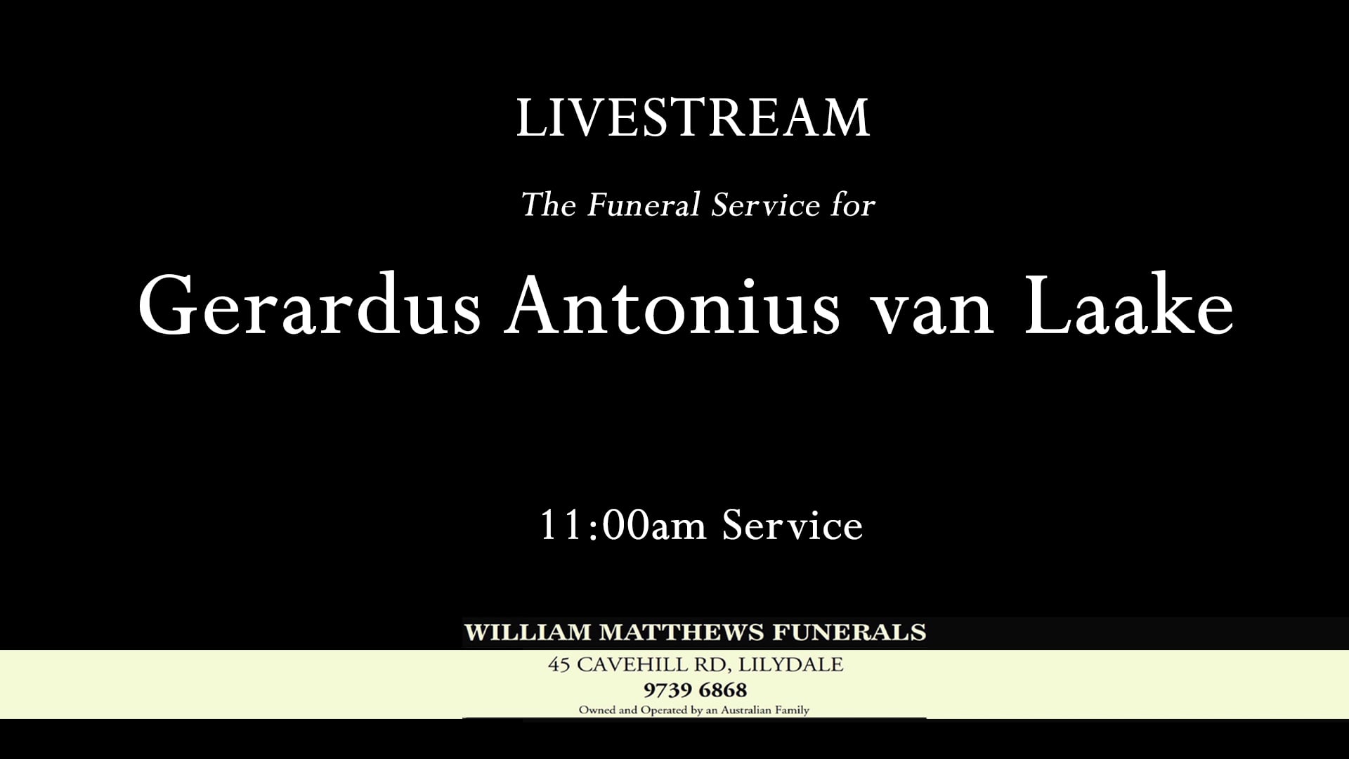 The Funeral Service for Gerardus Antonius van Laake
