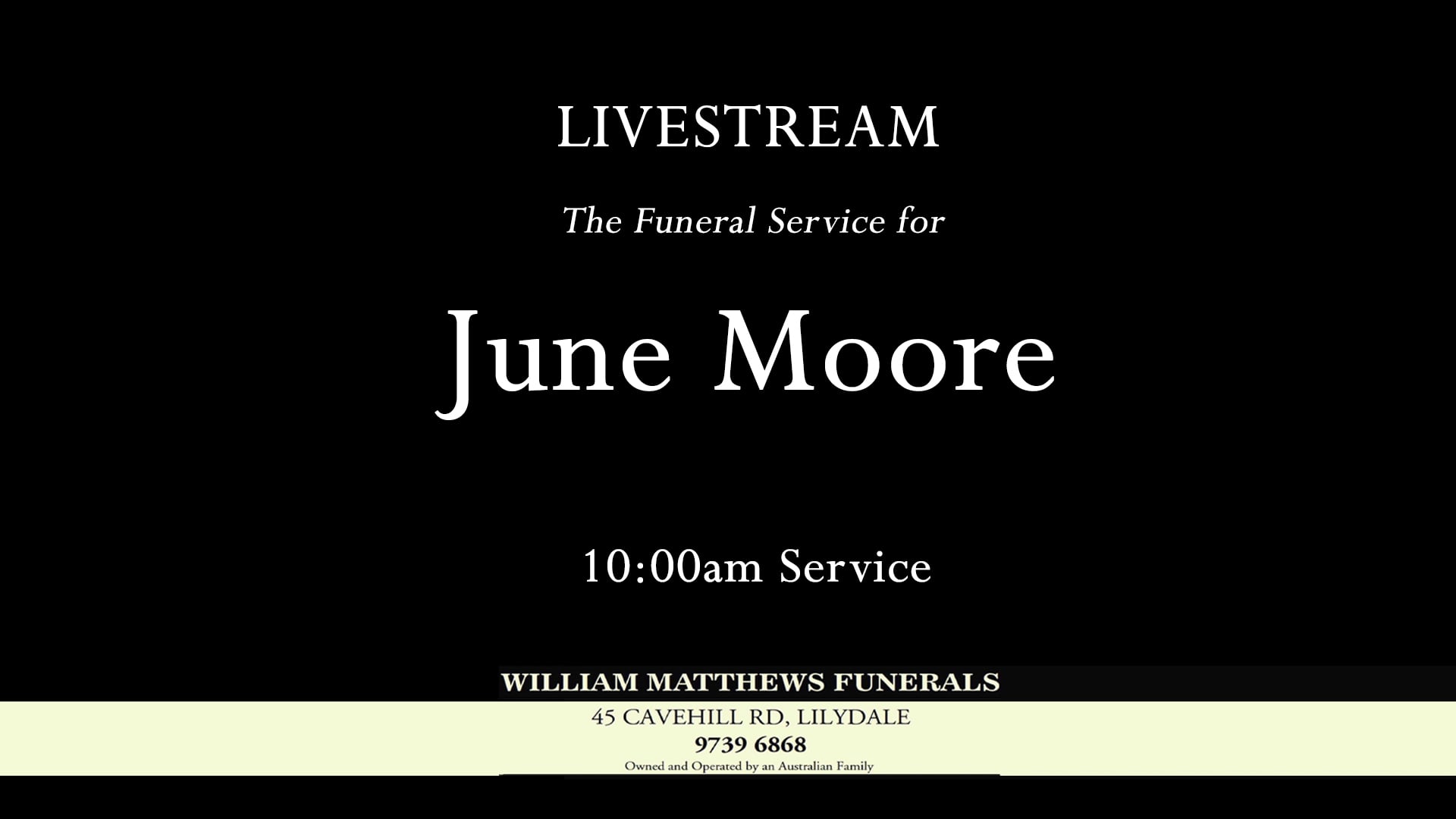 The Funeral Service for June Moore