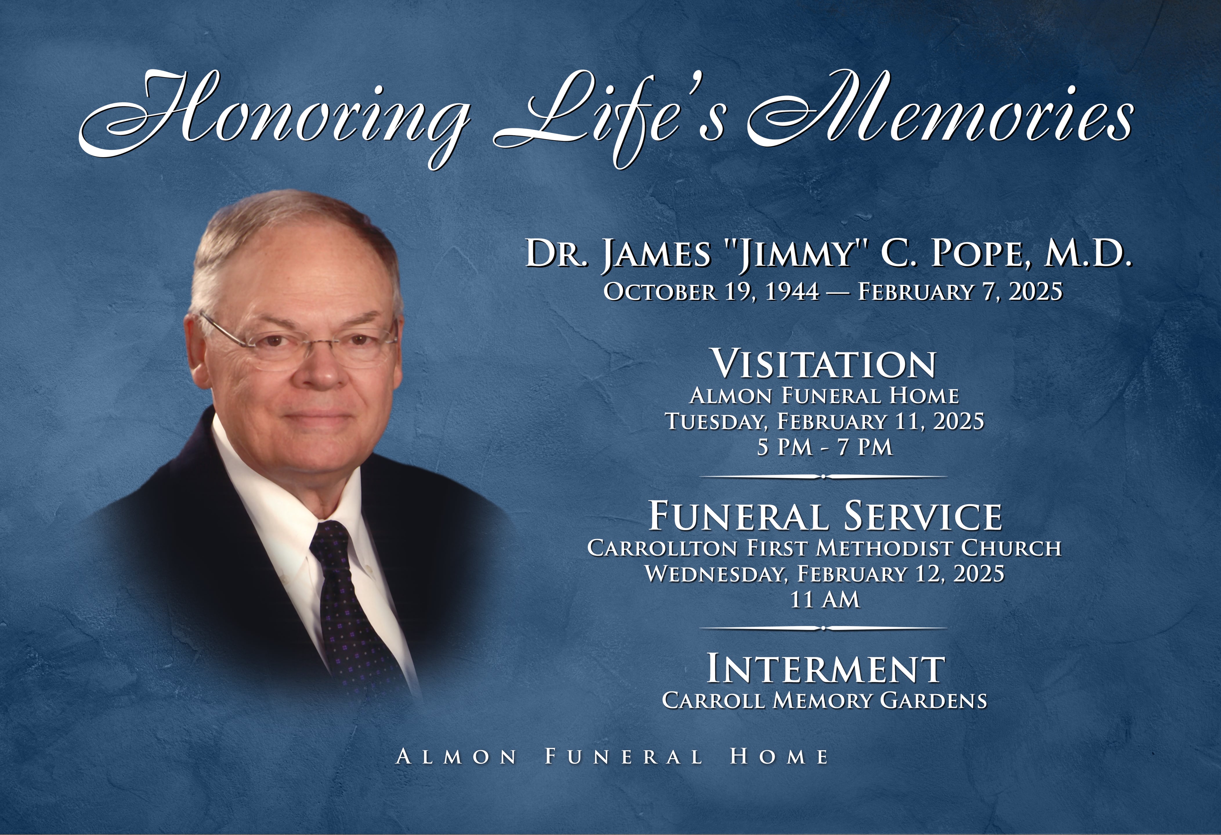 Funeral Service - Dr. James "Jimmy" C. Pope