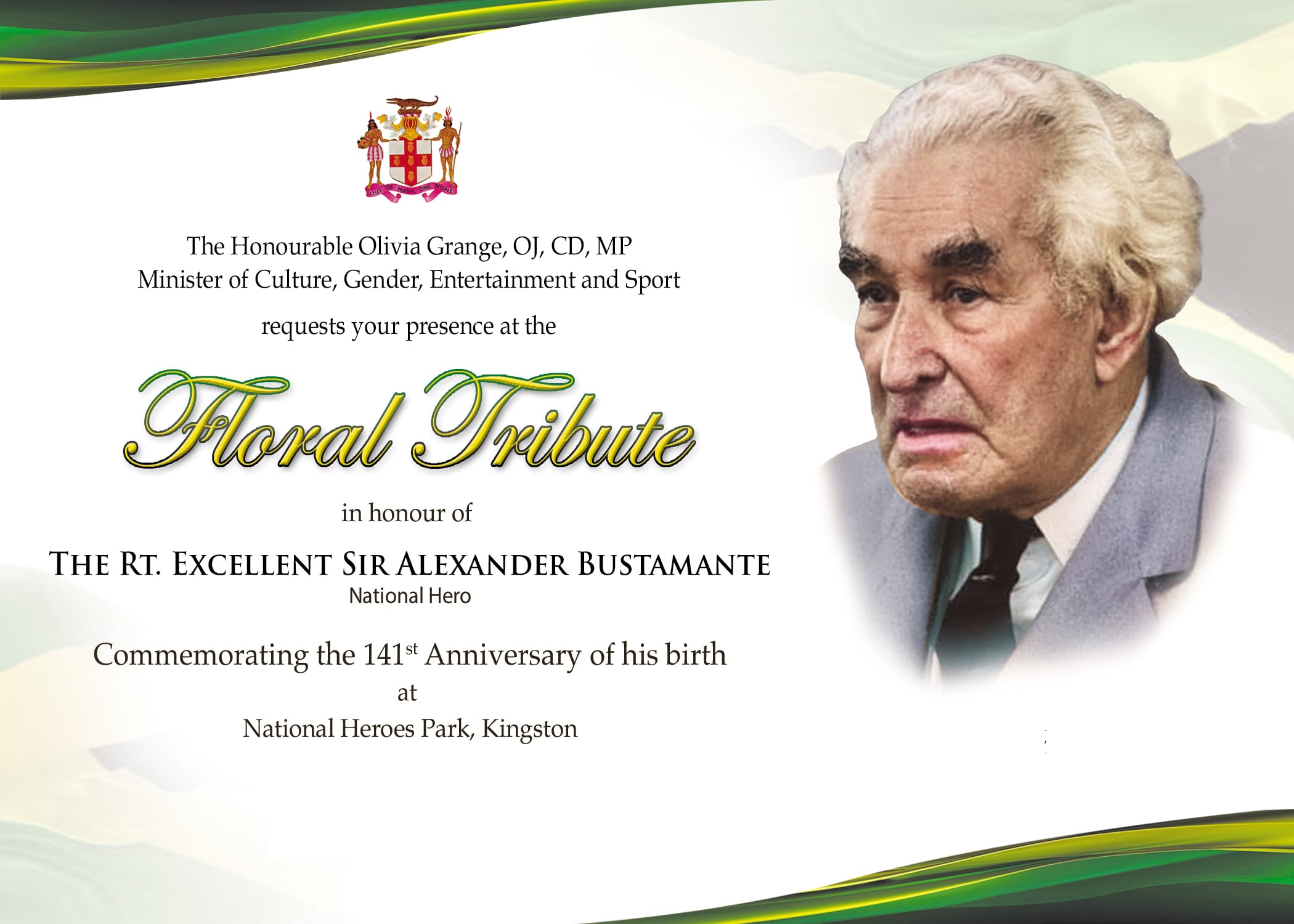 Floral Tribute for The Right Excellent Sir Alexander Bustamante - 2025