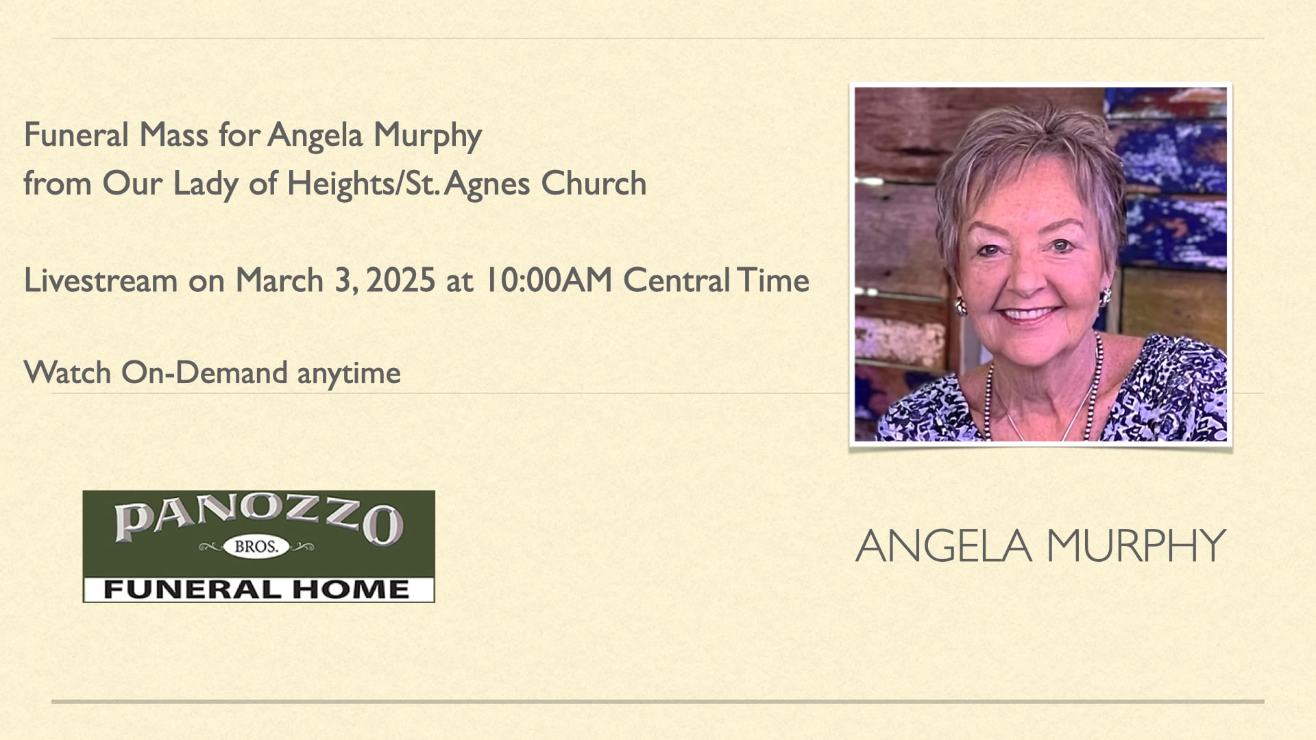 2025-03-03 Livestream for Angela Murphy