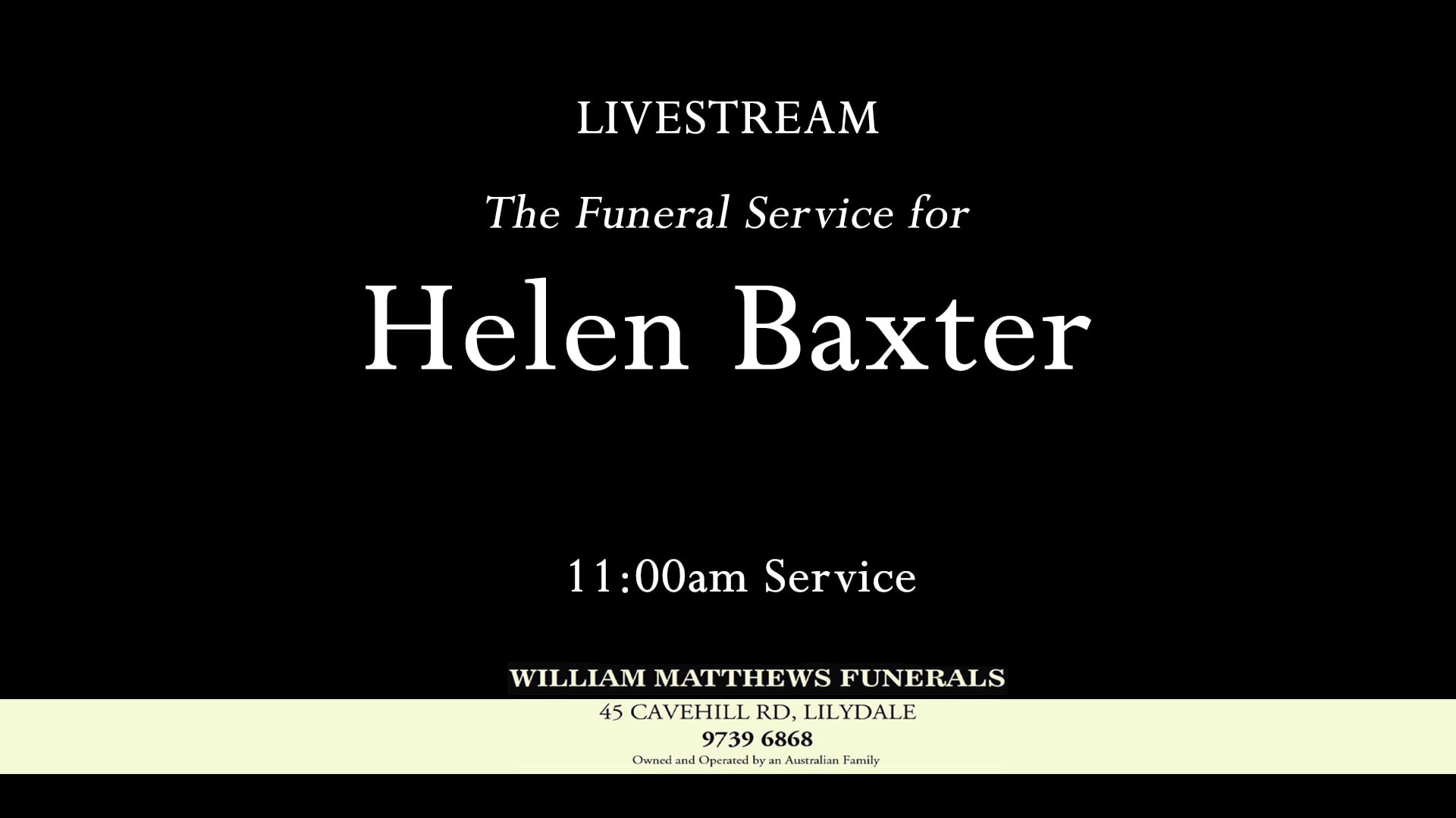 The Funeral Service for Helen Baxter