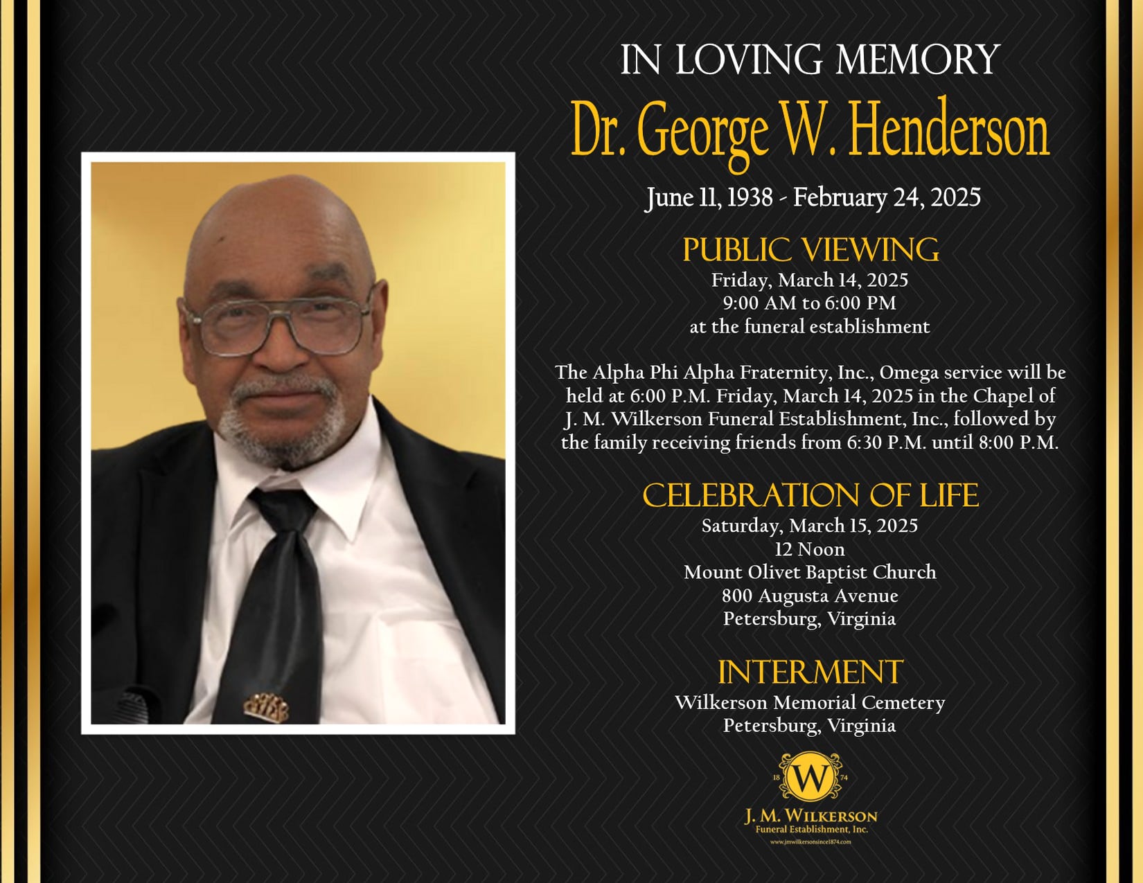 Celebration of Life for Dr. George W. Henderson