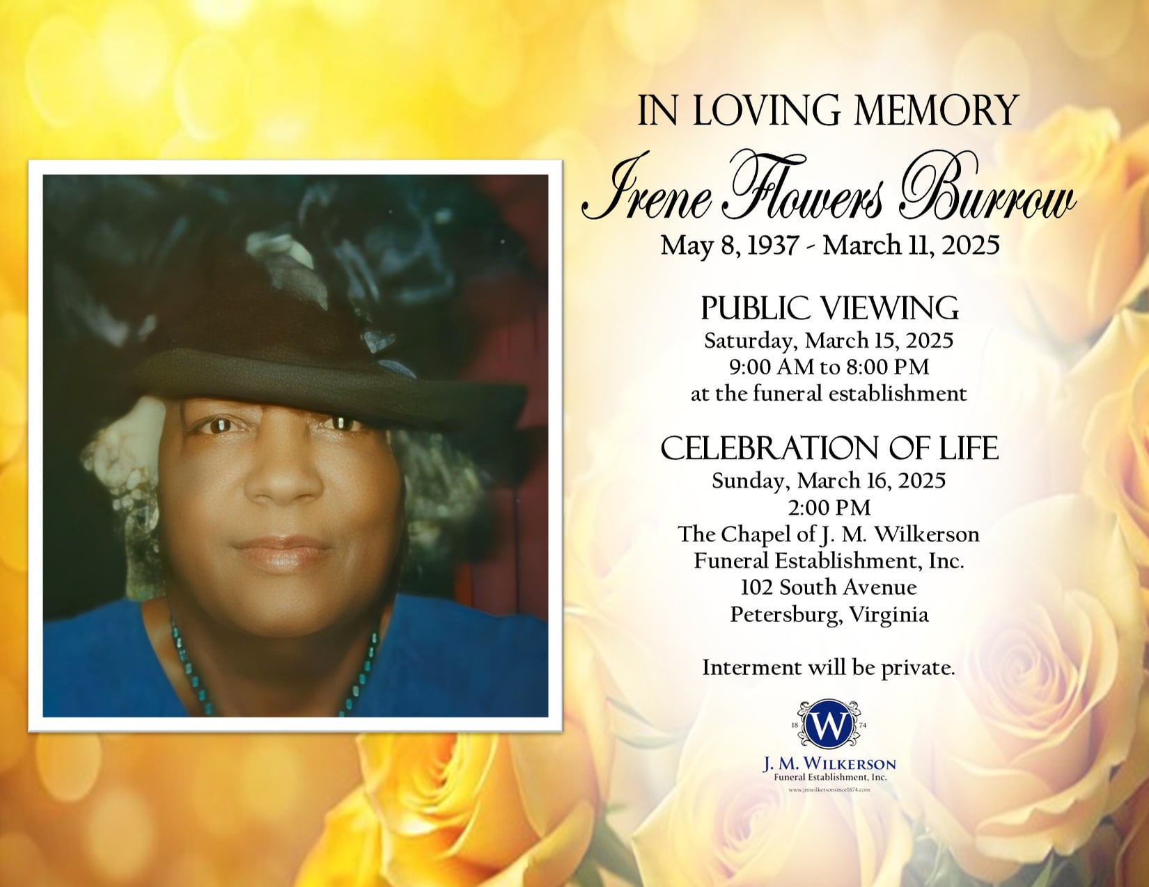Celebration of Life for Irene Flowers Burrow