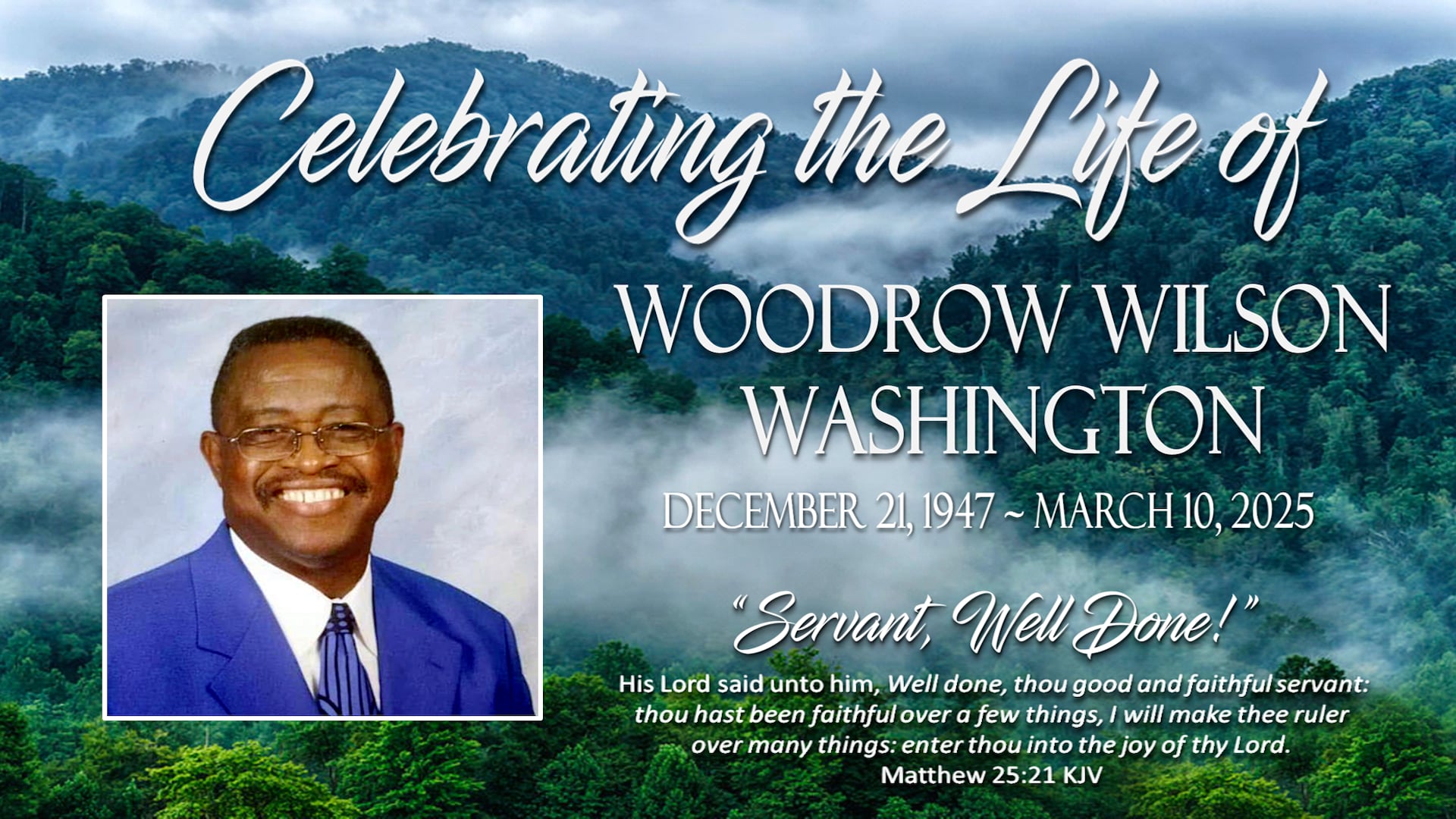 Celebration of Life for Woodrow Wilson Washington
