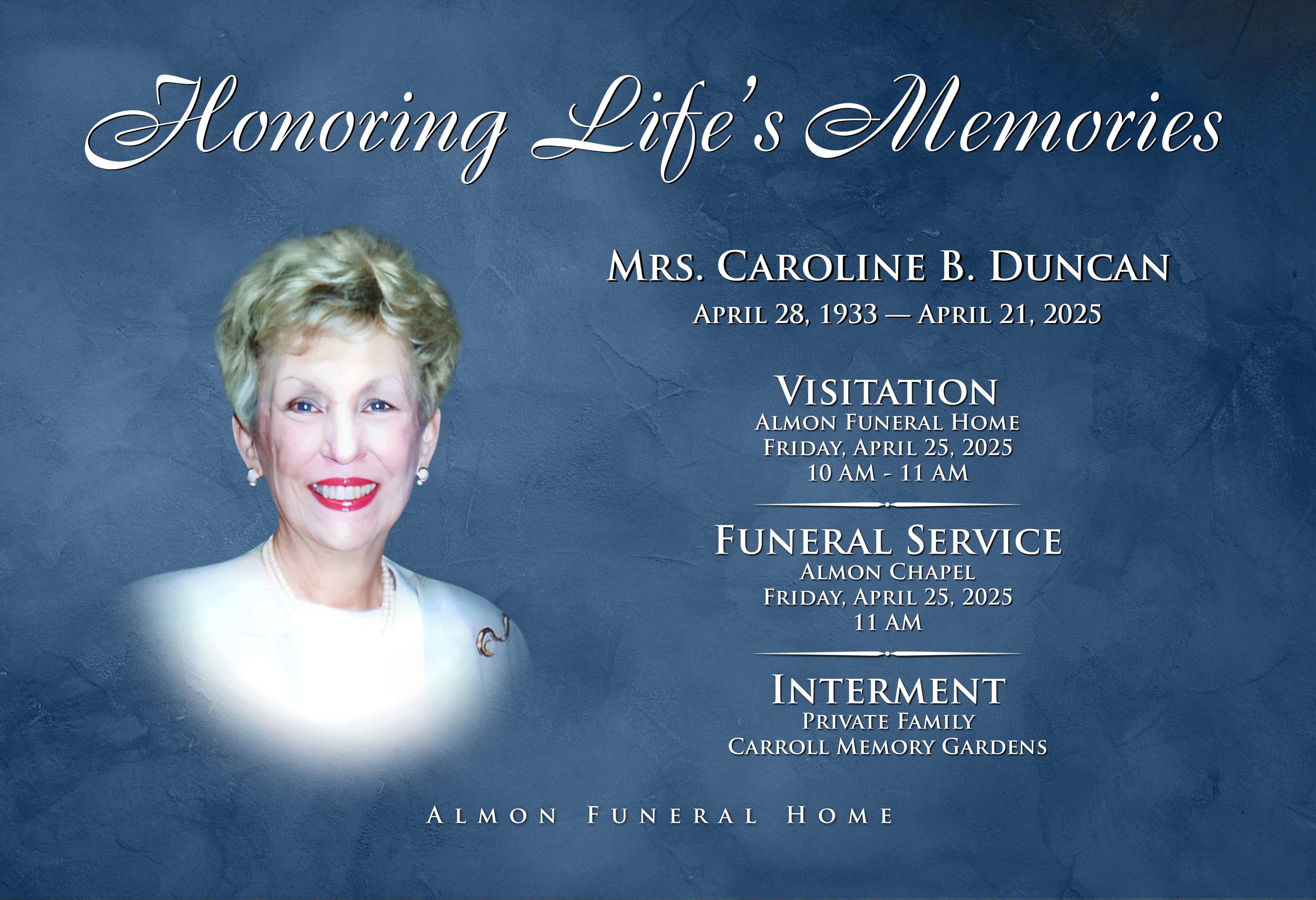 Funeral Service - Caroline Duncan