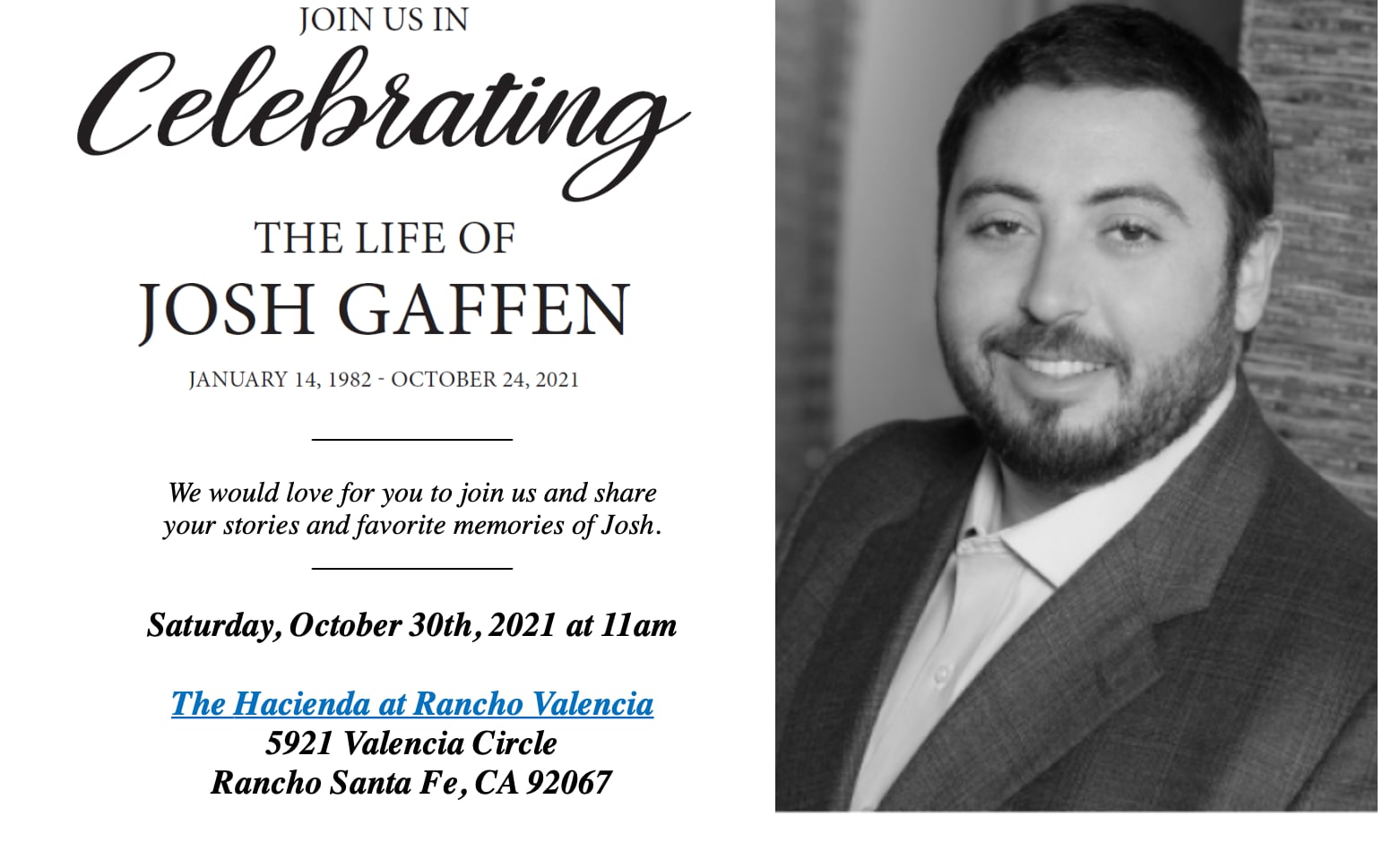 Celebrating the life of Josh Gaffen