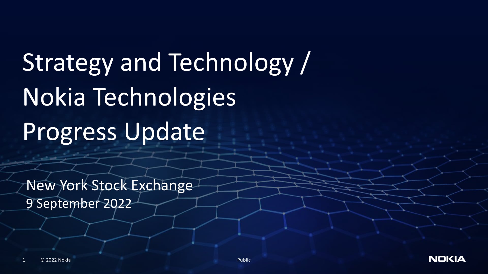Strategy & Technology / Nokia Technologies Progress Update