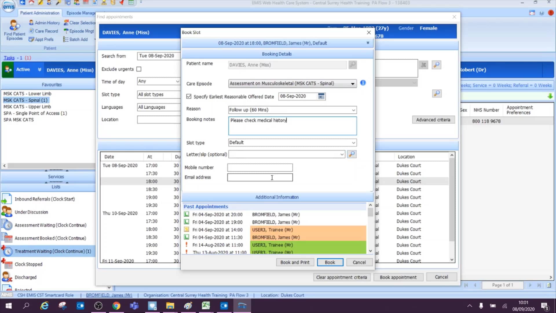 EMIS WEB Making an appointment - cancelling and amending slots on Vimeo