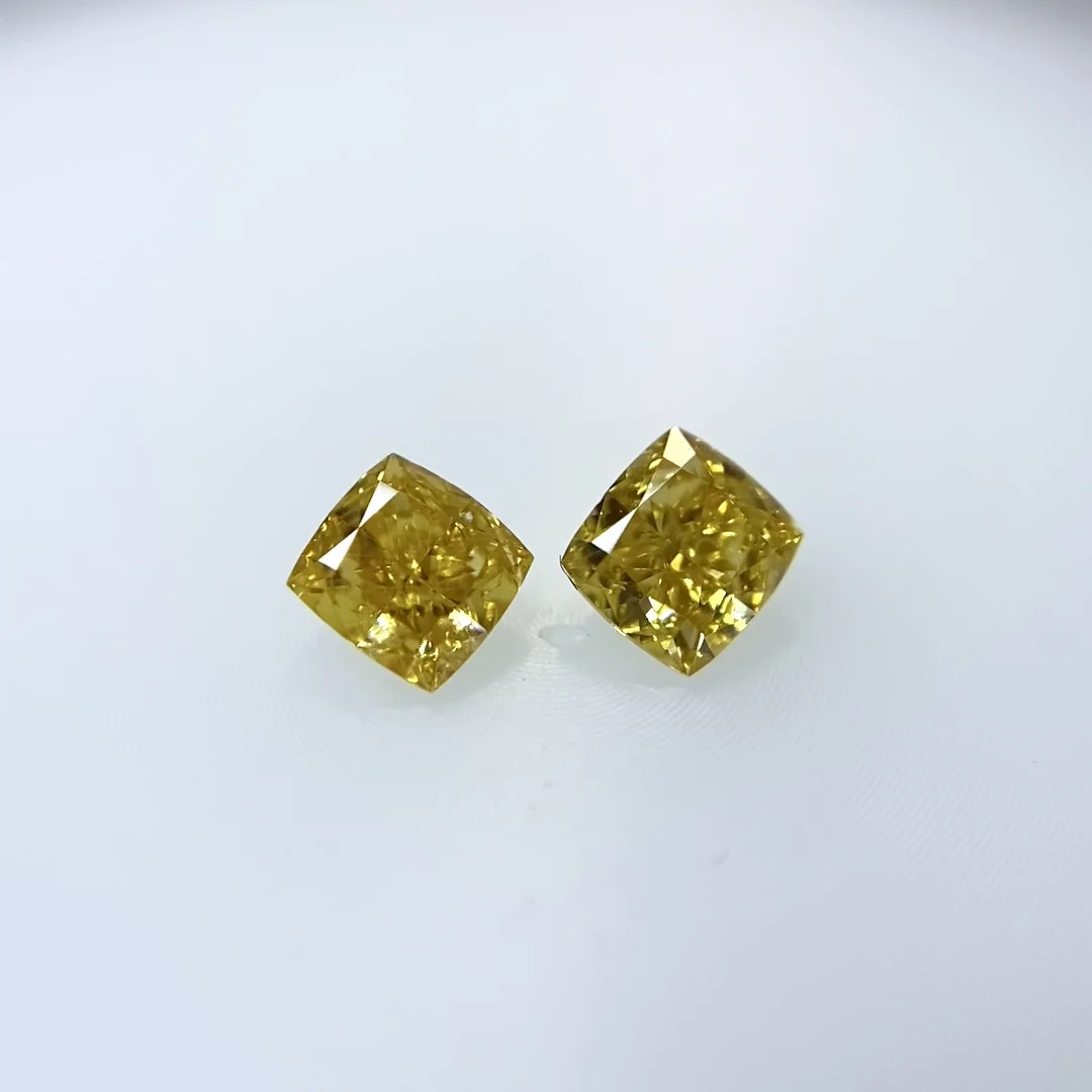 FANCY INTENSE ORANGY YELLOW 0.111ct＆0.115ct/X/RT0417/CGL