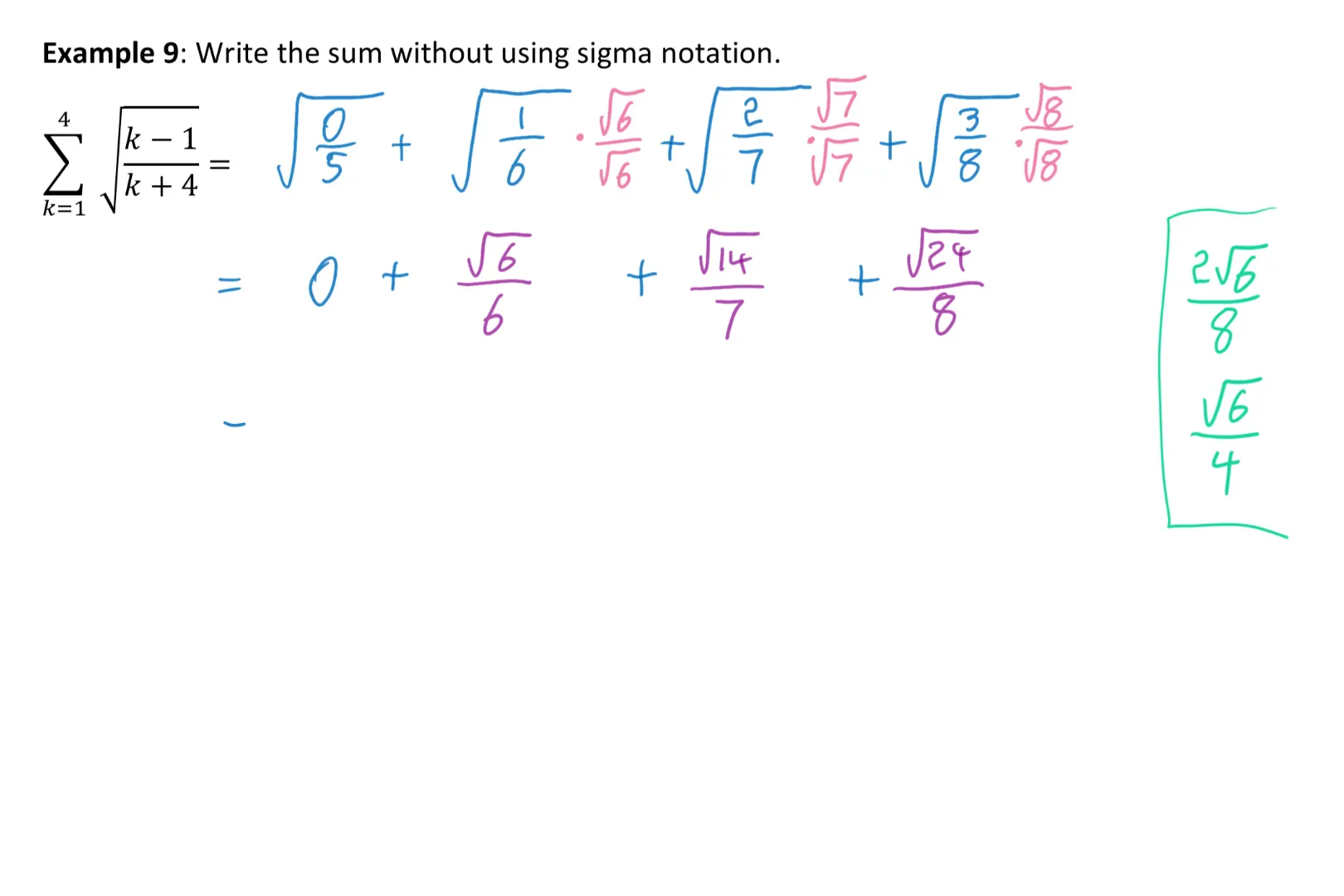 Write Sum Without Sigma Notation