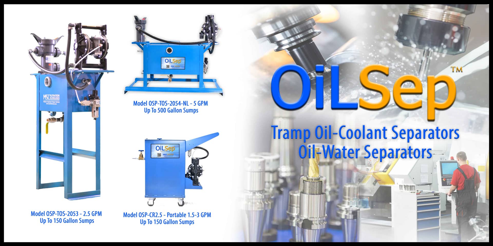 OilSep CR25 Portable Tramp Oil Separator Removes Tramp Oil from Machine ...