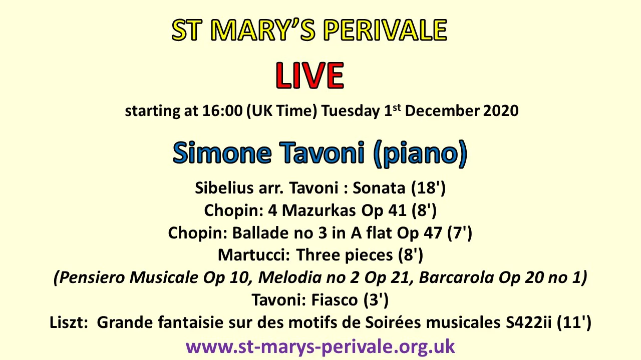 St Mary's LIVE: Simone Tavoni (piano) on Vimeo
