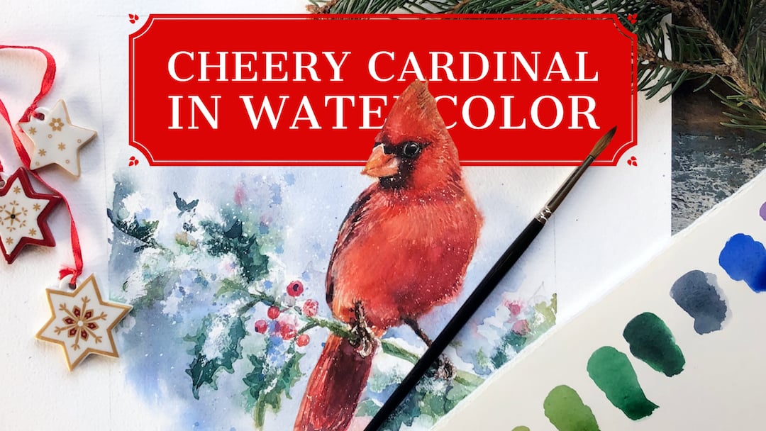 Crystal Beshara Video Tutorials - Cheery Cardinal in Watercolor on Vimeo