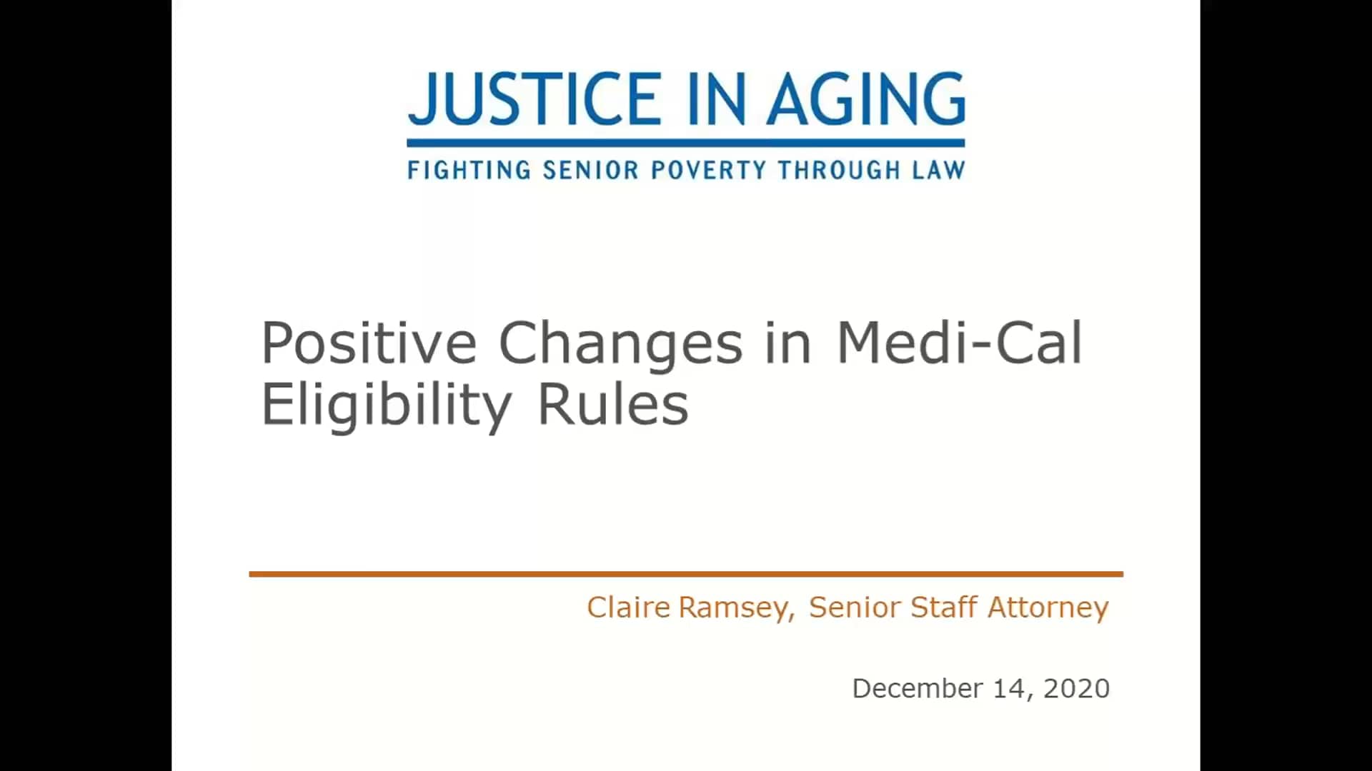 Free Webinar: Positive Changes in Medi-Cal for Older Adults on Vimeo