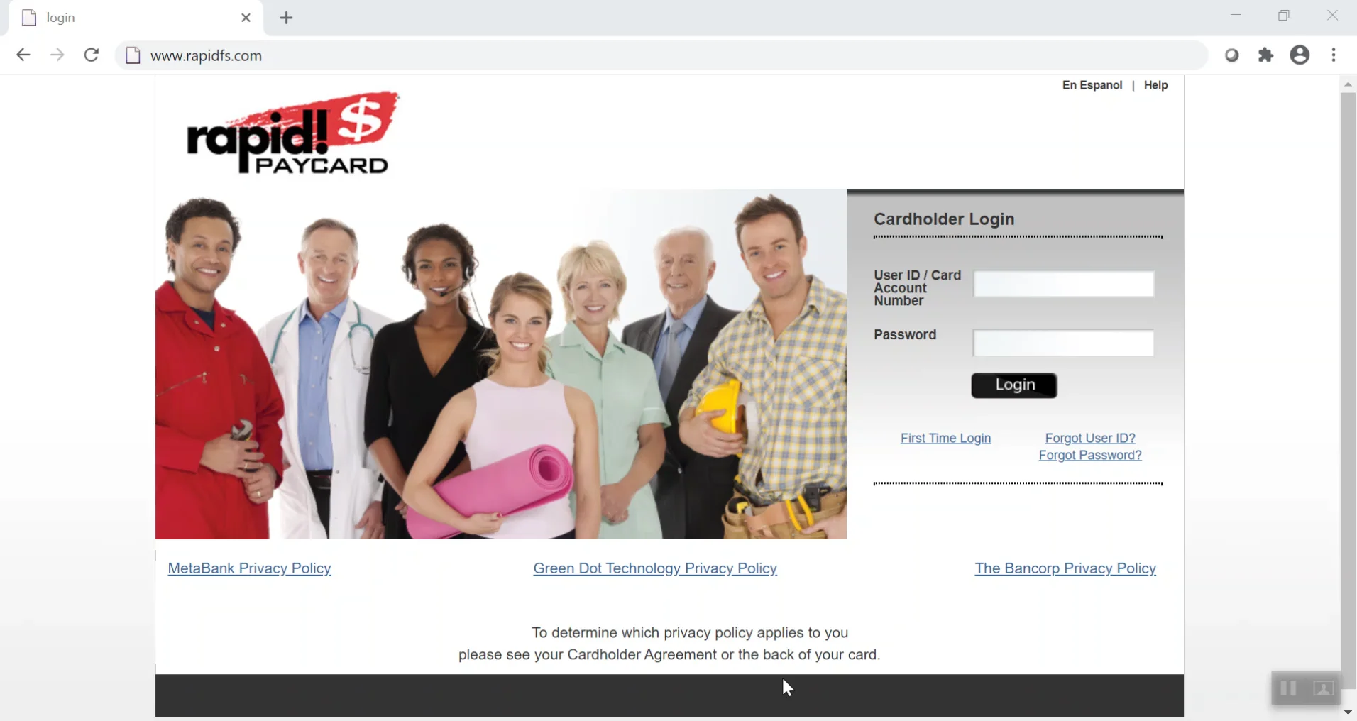 rapid! Paycard Cardholder Website