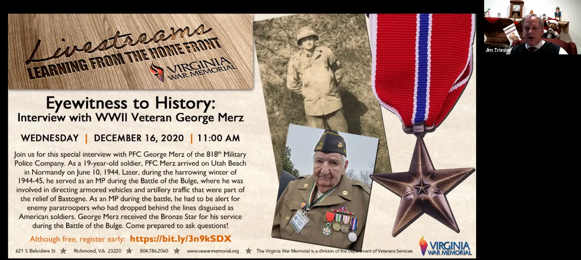 Livestream: Eyewitness to History - Interview with WWII Veteran George Merz