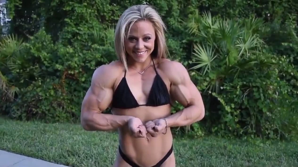 Female bodybuilder, Danielle Reardon, posing on Vimeo