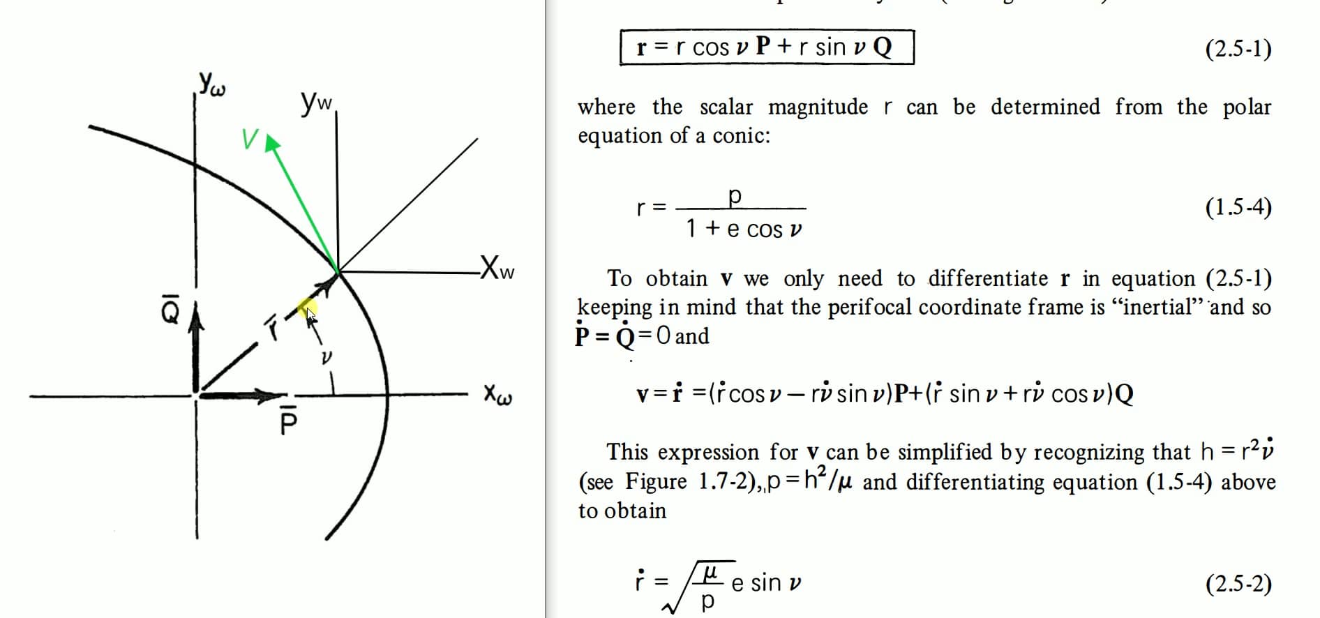 Expressing position vector and velocity vector in perifocal coordinate ...