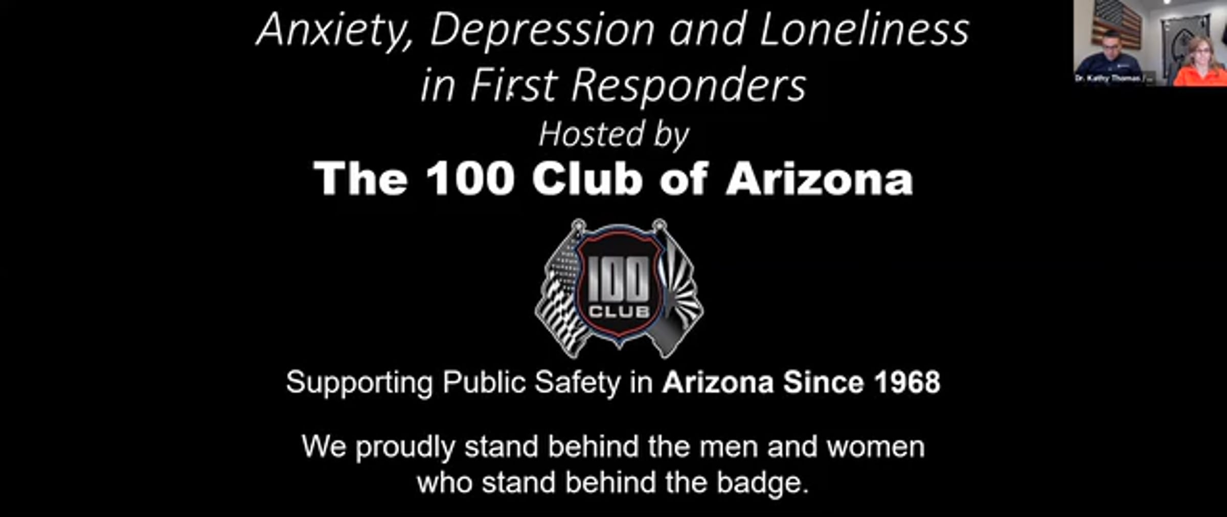 Wellness Webinar - First Responder Anxiety, Depression and Loneliness