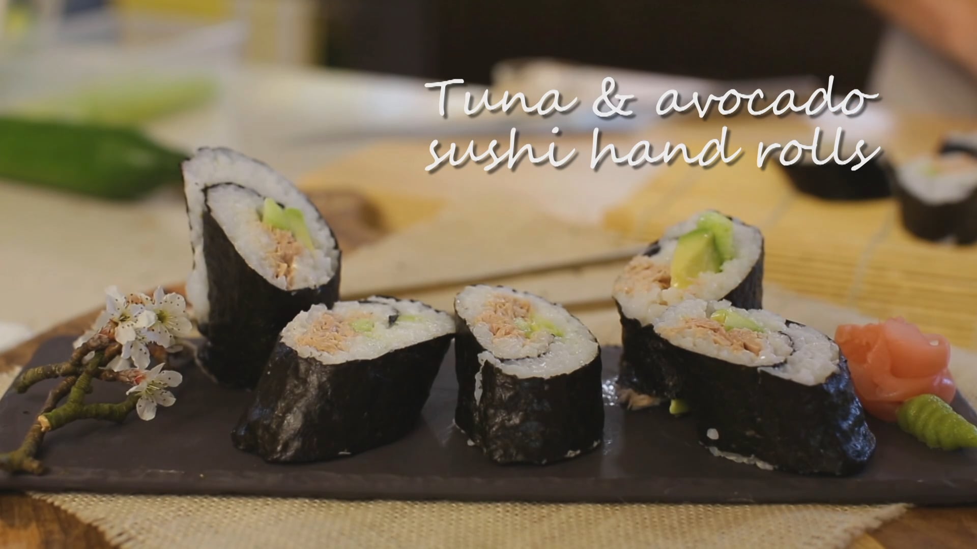 Tuna and avocado sushi hand rolls on Vimeo