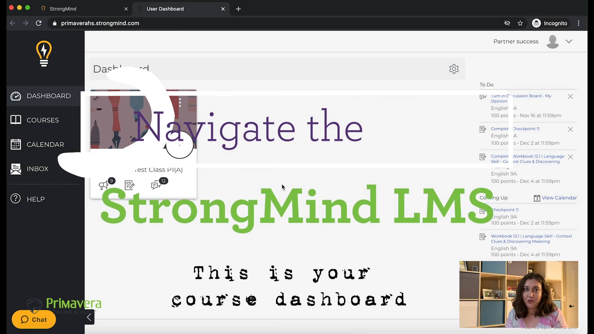 Navigate the StrongMind LMS (Primavera) on Vimeo