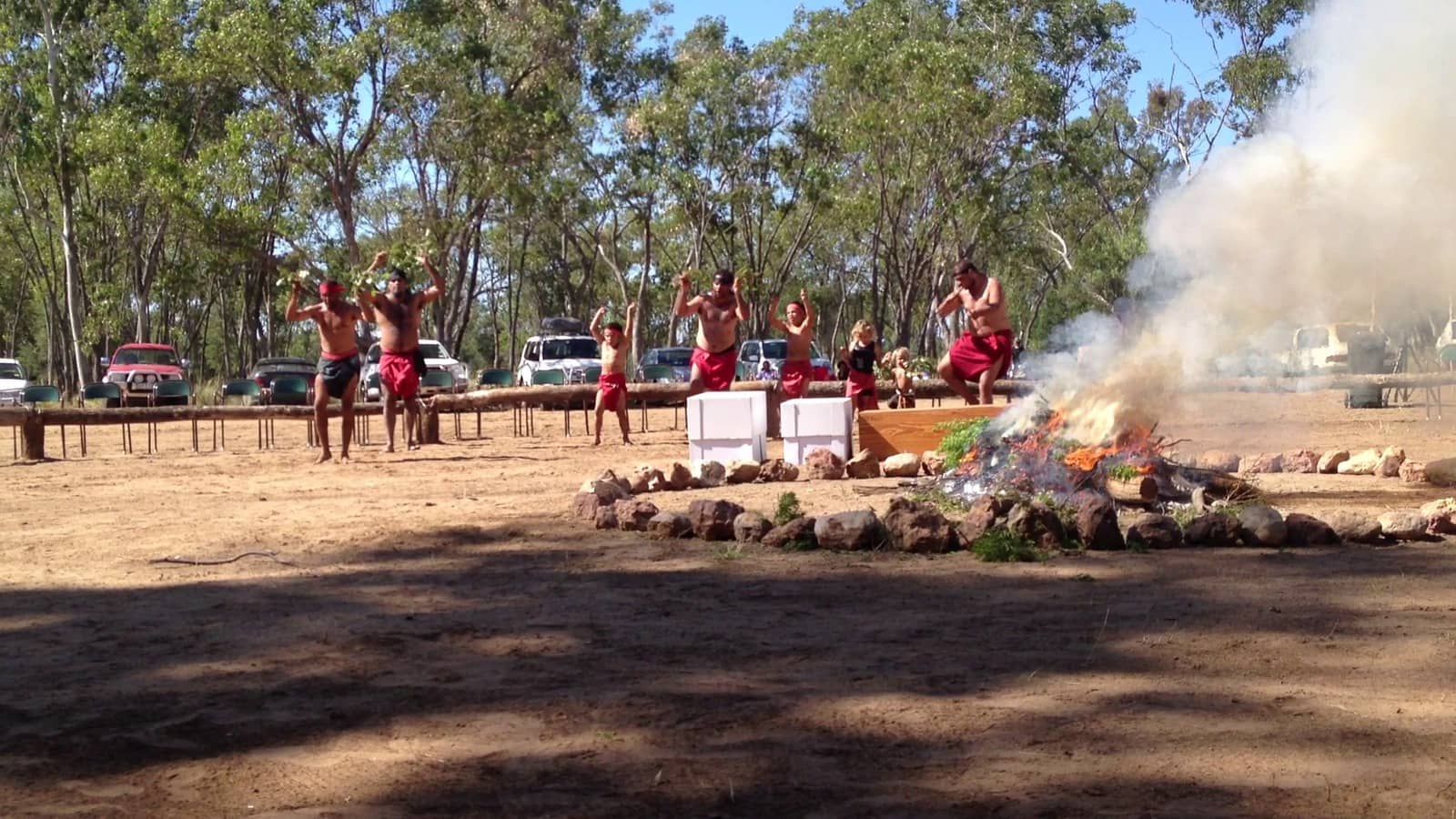 Bidjara Dance Group Performing Near Burning Sandalwood Bush Leaves at ...