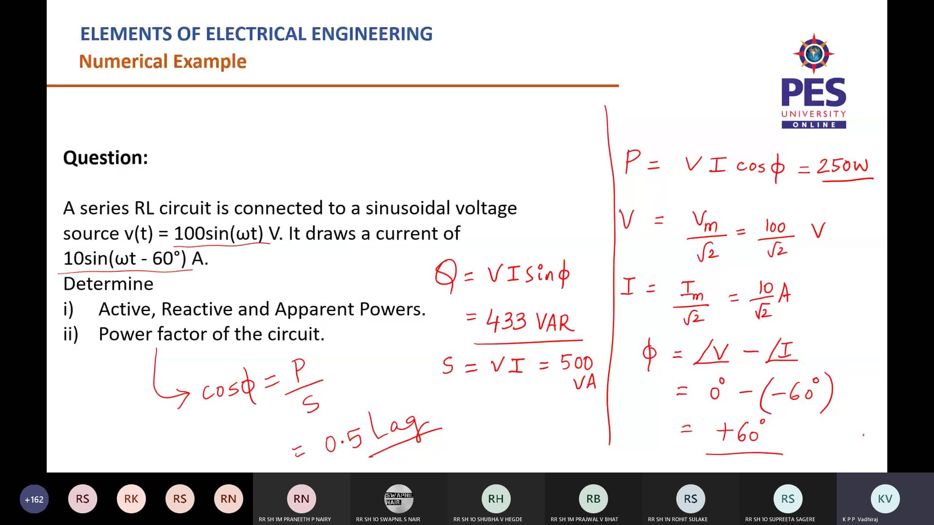 UE20EE101_Class23_Series RLC Circuit; Impedance & Power Triangles_KPPV ...