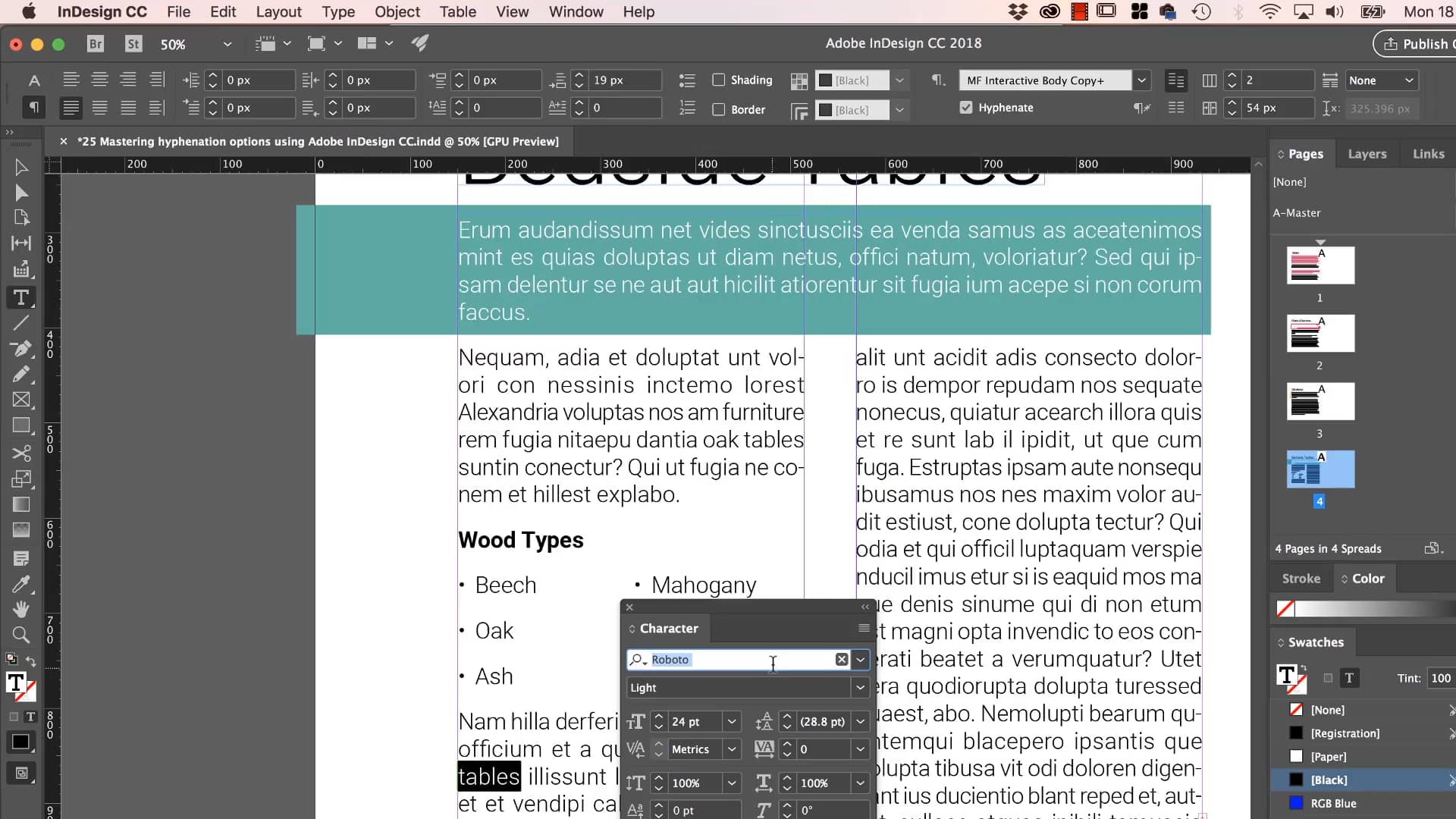 25 Mastering hyphenation options using Adobe InDesign CC on Vimeo