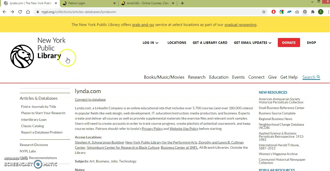 NYPL Lynda Software Tutorials