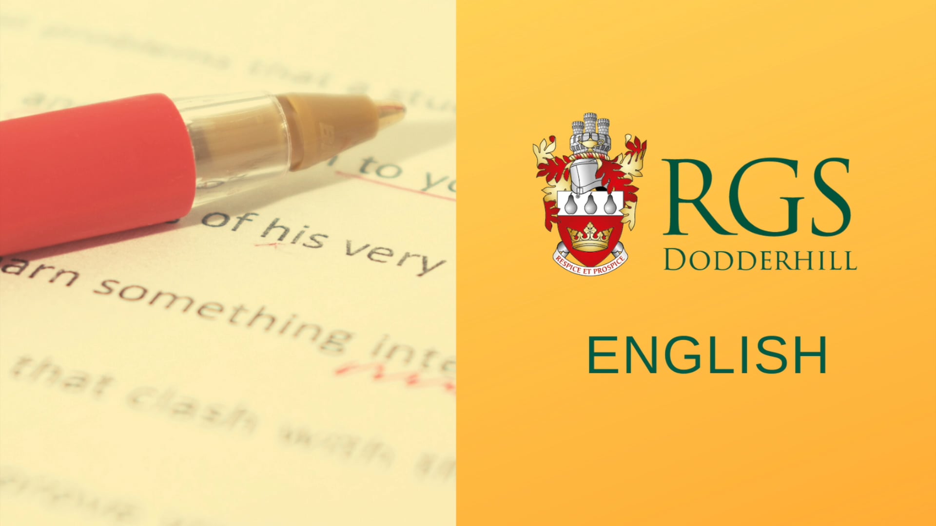 RGS Dodderhill - English on Vimeo